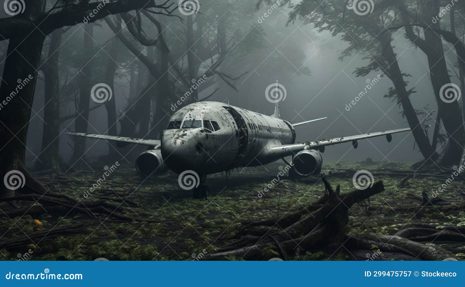 Abandoned Plane: a Detailed 8k 3d Portrait with Gothic Atmosphere Stock ...