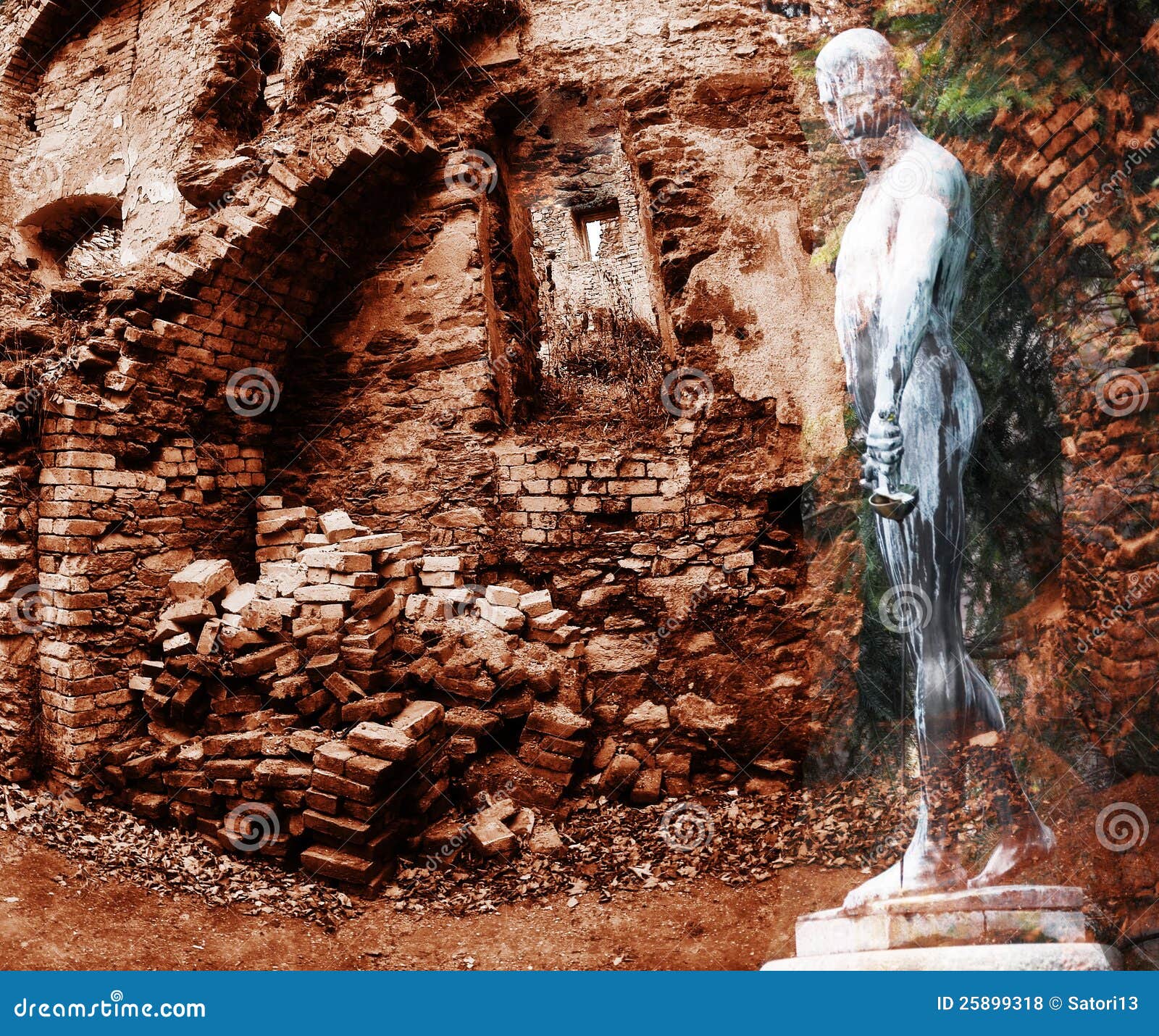 Ghost on ancient ruins stock illustration. Illustration of excavation ...