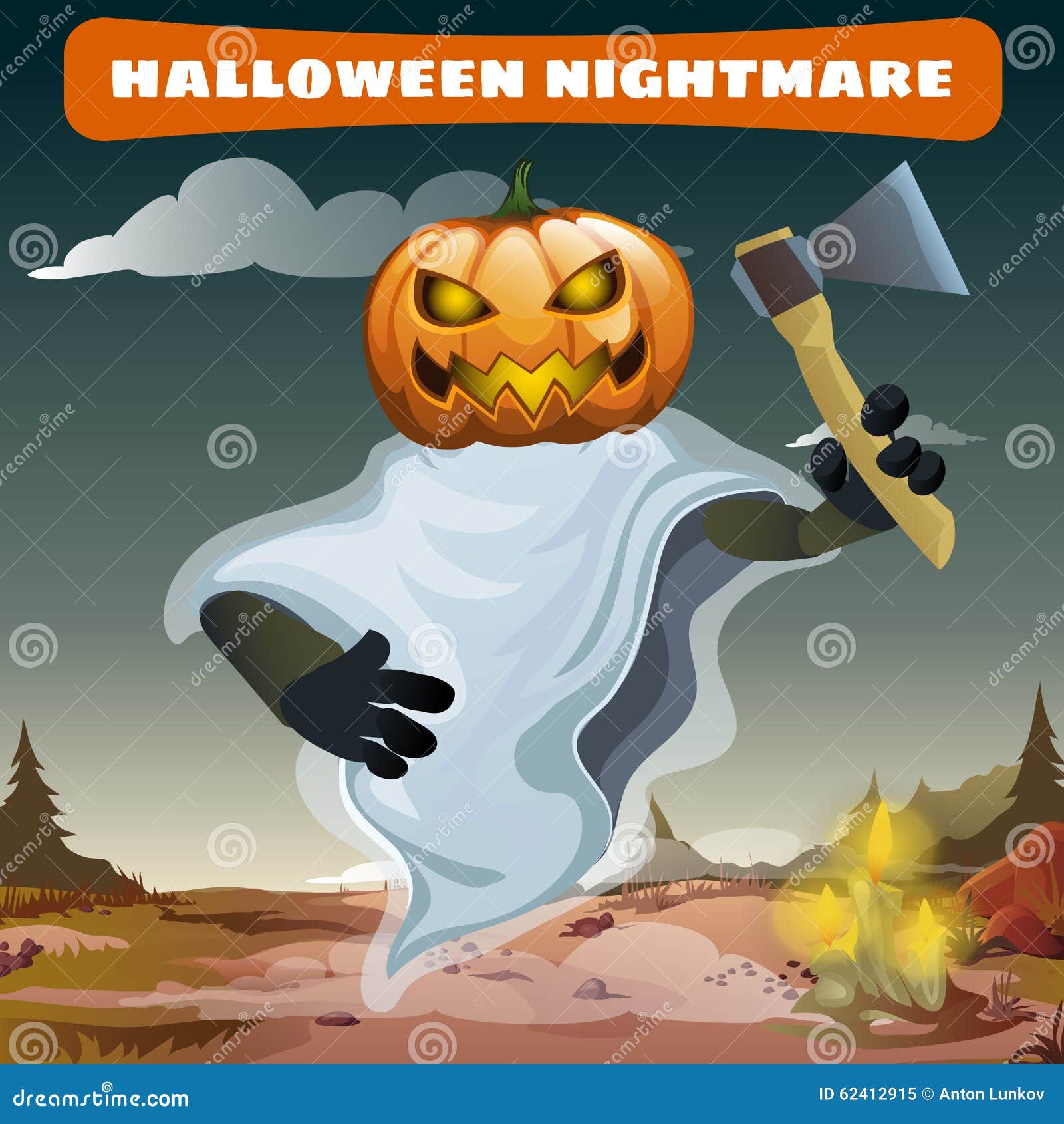 Ghost with an Axe Congratulates on the Holiday Stock Vector ...