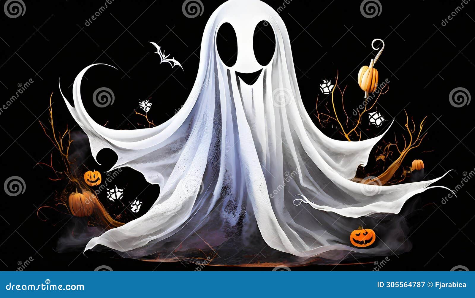 Ghost on black background stock illustration. Illustration of skull ...