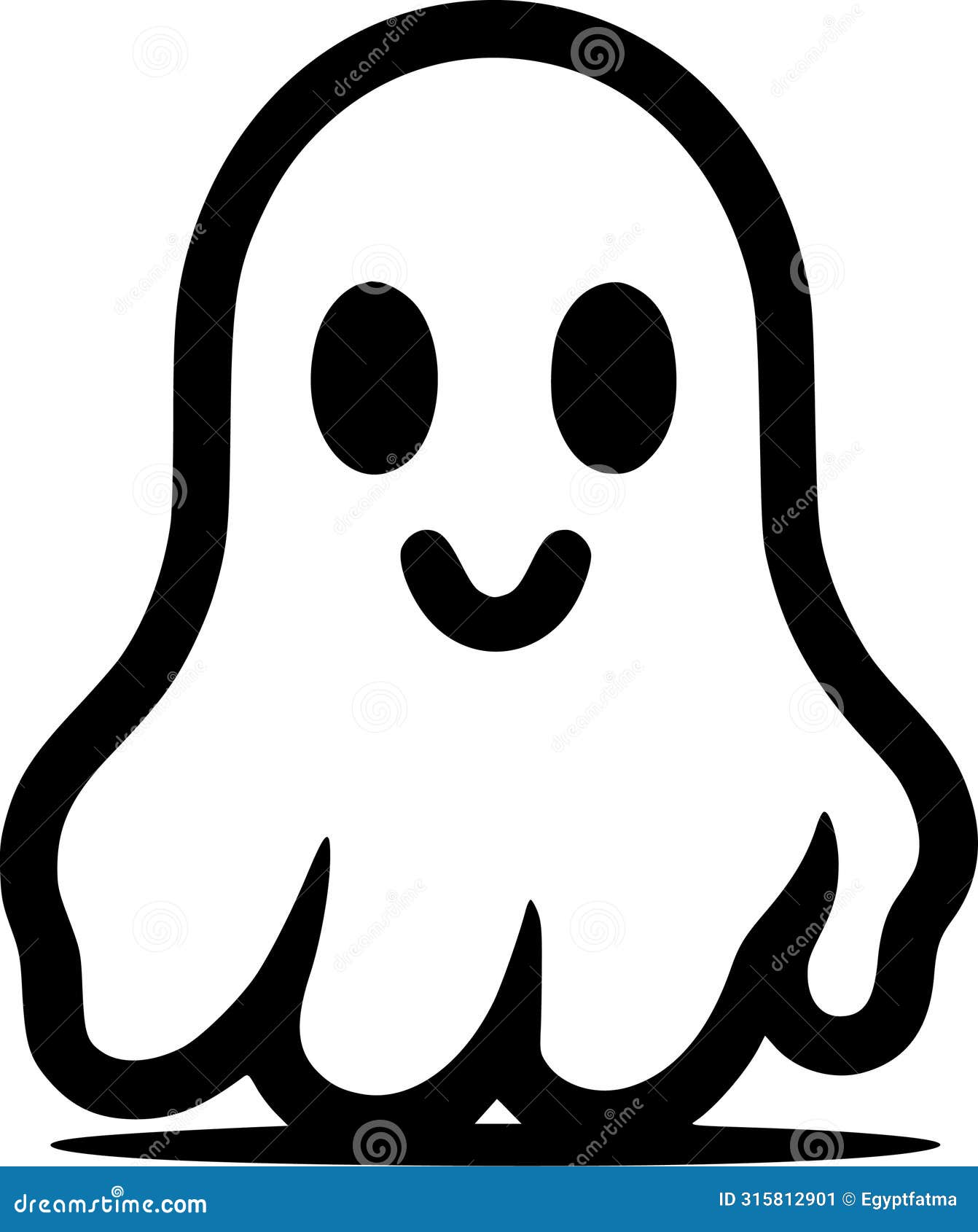 Ghost - Black and White Vector Illustration Stock Vector - Illustration ...