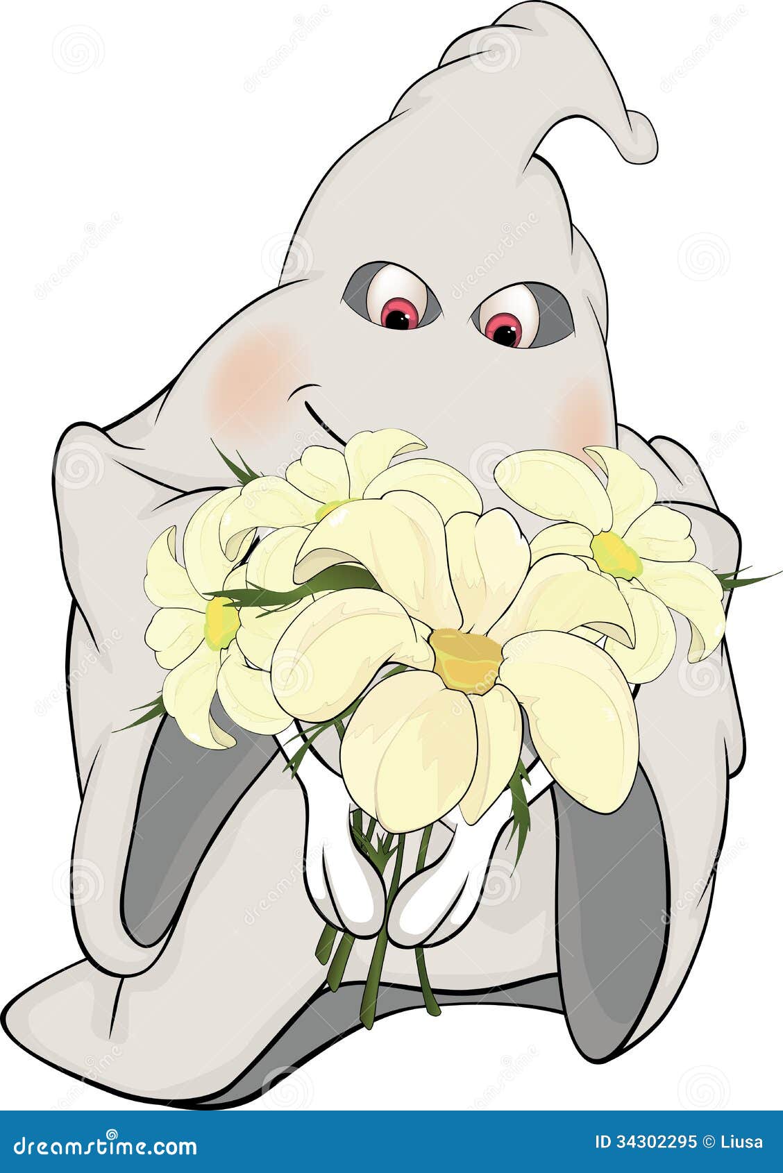 Ghost and Bunch of Flowers Cartoon Stock Vector - Illustration of ...