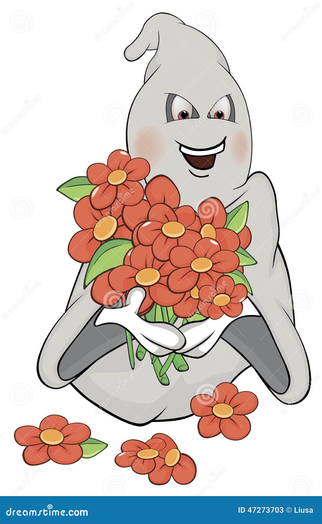 Ghost and Bunch of Flowers Cartoon Stock Vector - Illustration of ghost ...