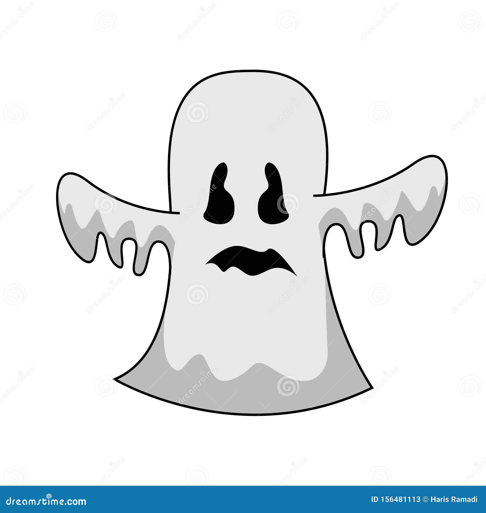 Ghost Cartoon Character, Fly Funny White Ghost Halloween Stock Vector ...