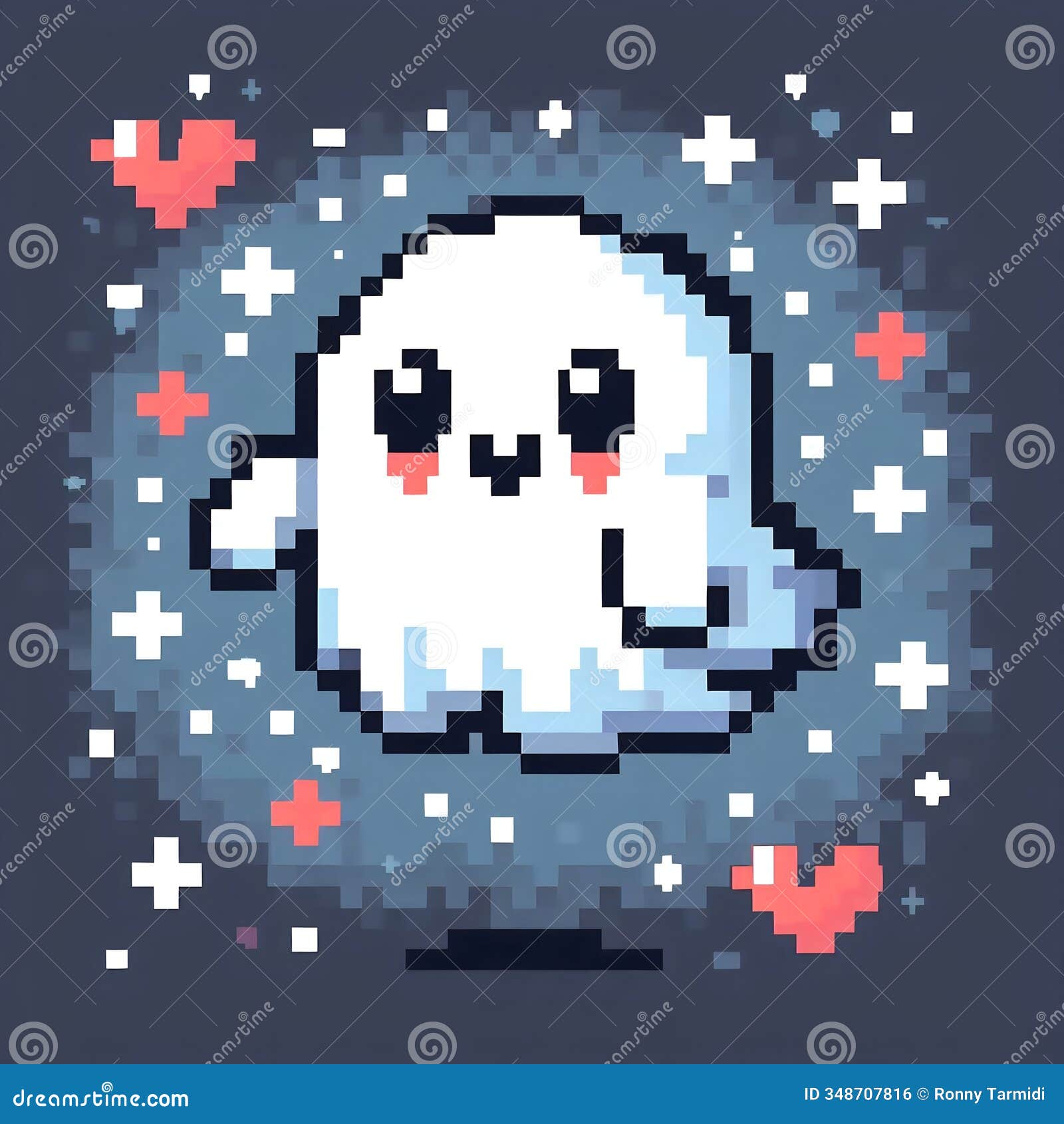 Ghost Cartoon Character, Pixel Art Stock Illustration - Illustration of ...