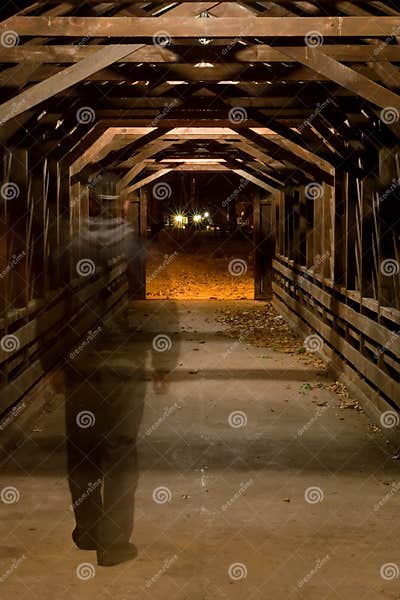 Ghost in Covered Bridge. stock photo. Image of tunnel - 1417006