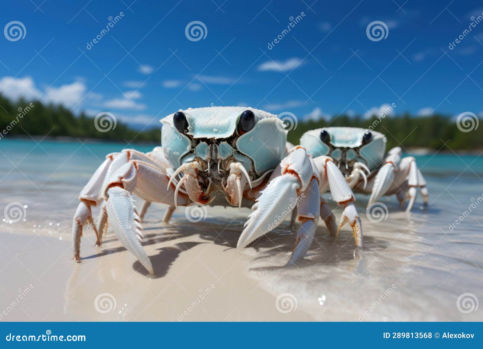Ghost Crabs Blending with White Sands on Tropical Beach AI Generated ...