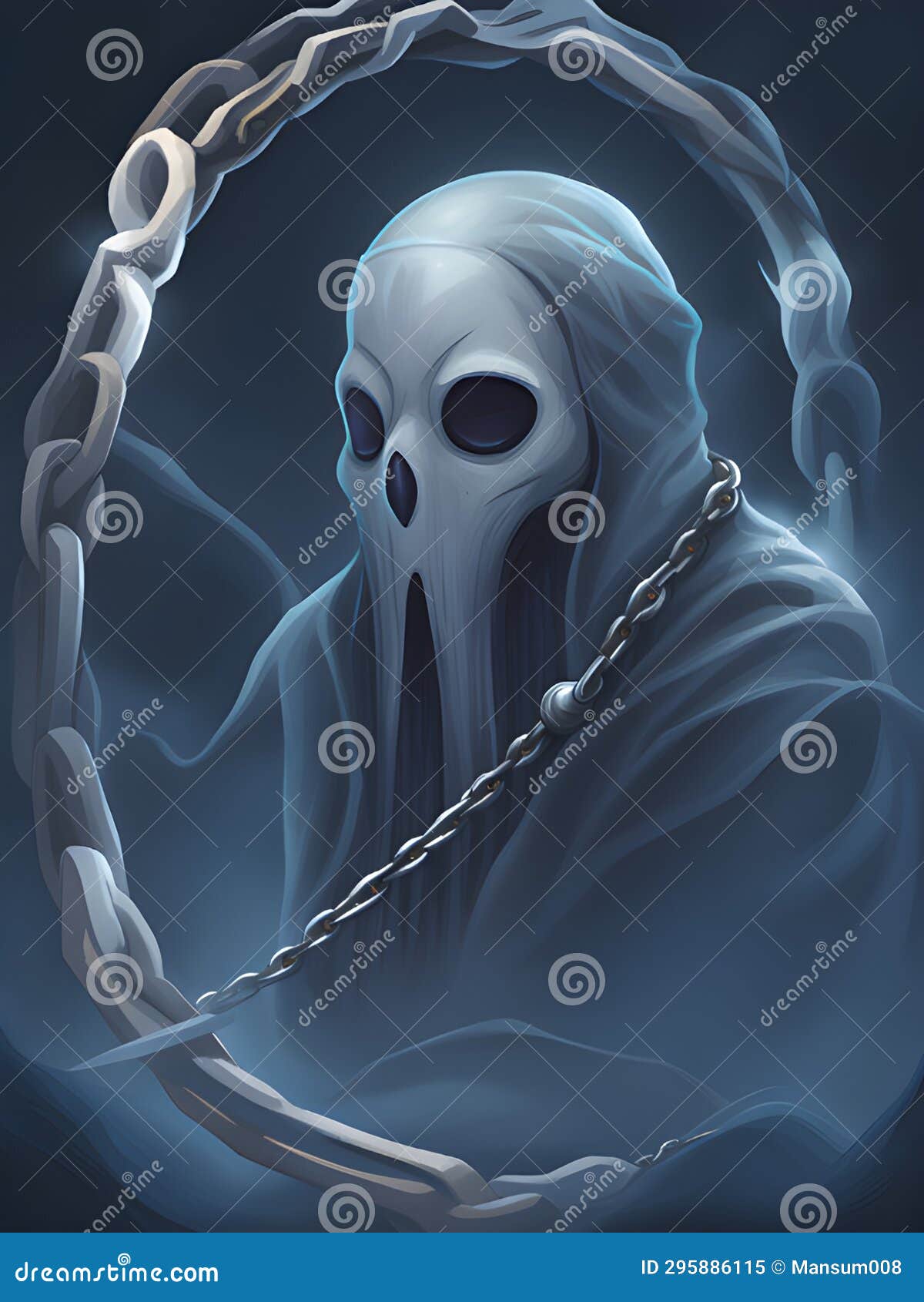 Ghost in a Dark Night and Chain Stock Illustration - Illustration of ...