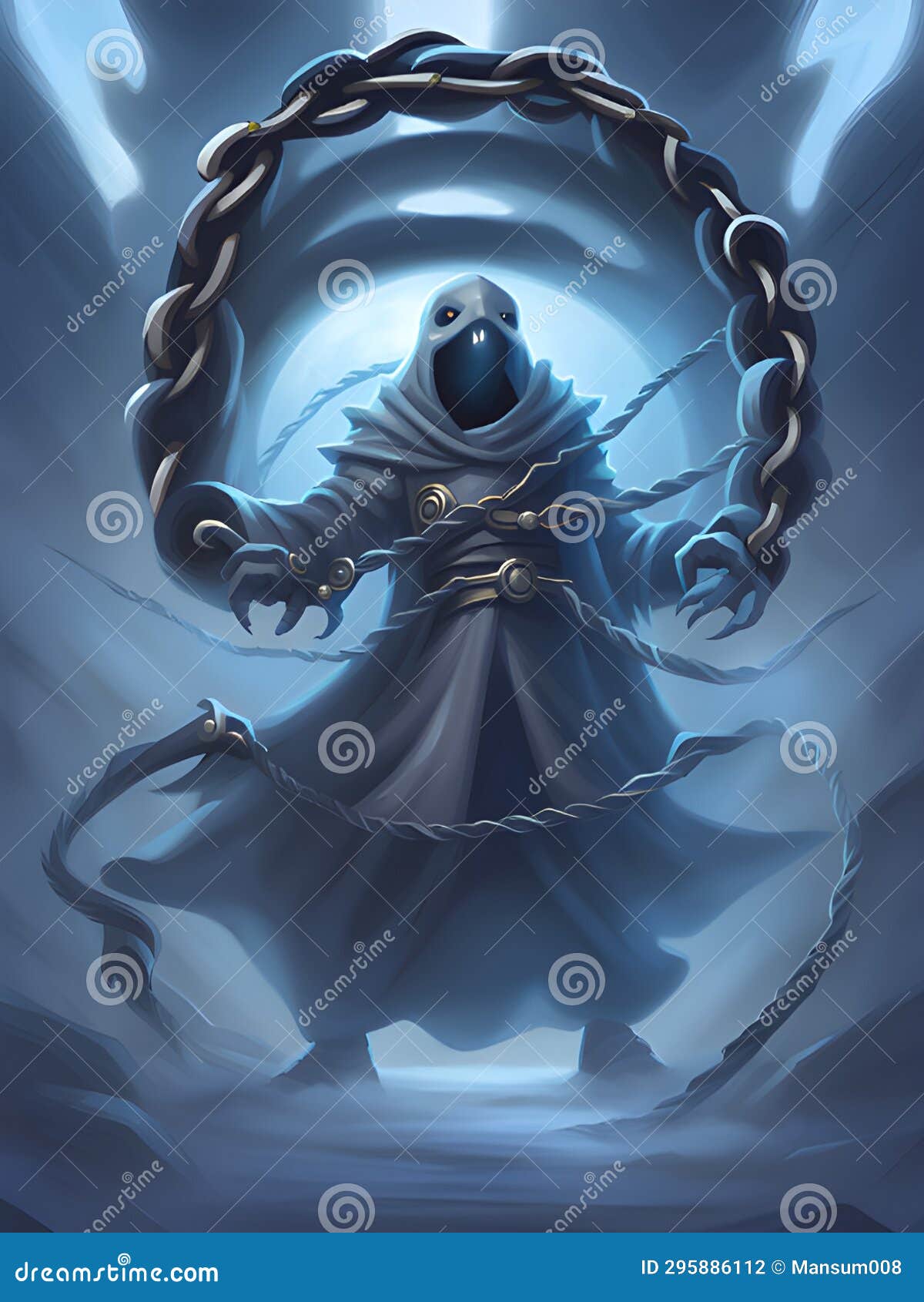 Ghost in a Dark Night and Chain Stock Illustration - Illustration of ...