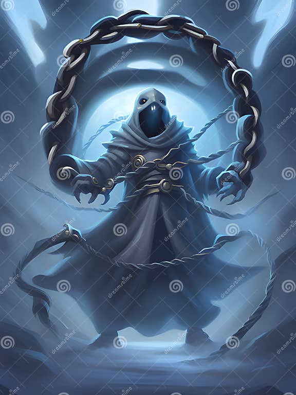 Ghost in a Dark Night and Chain Stock Illustration - Illustration of ...