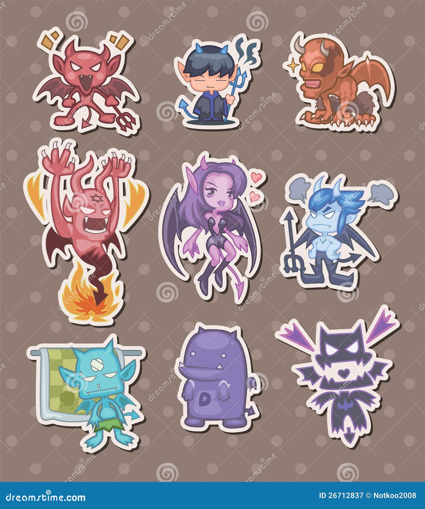 Ghost and devil stickers stock vector. Illustration of blue - 26712837