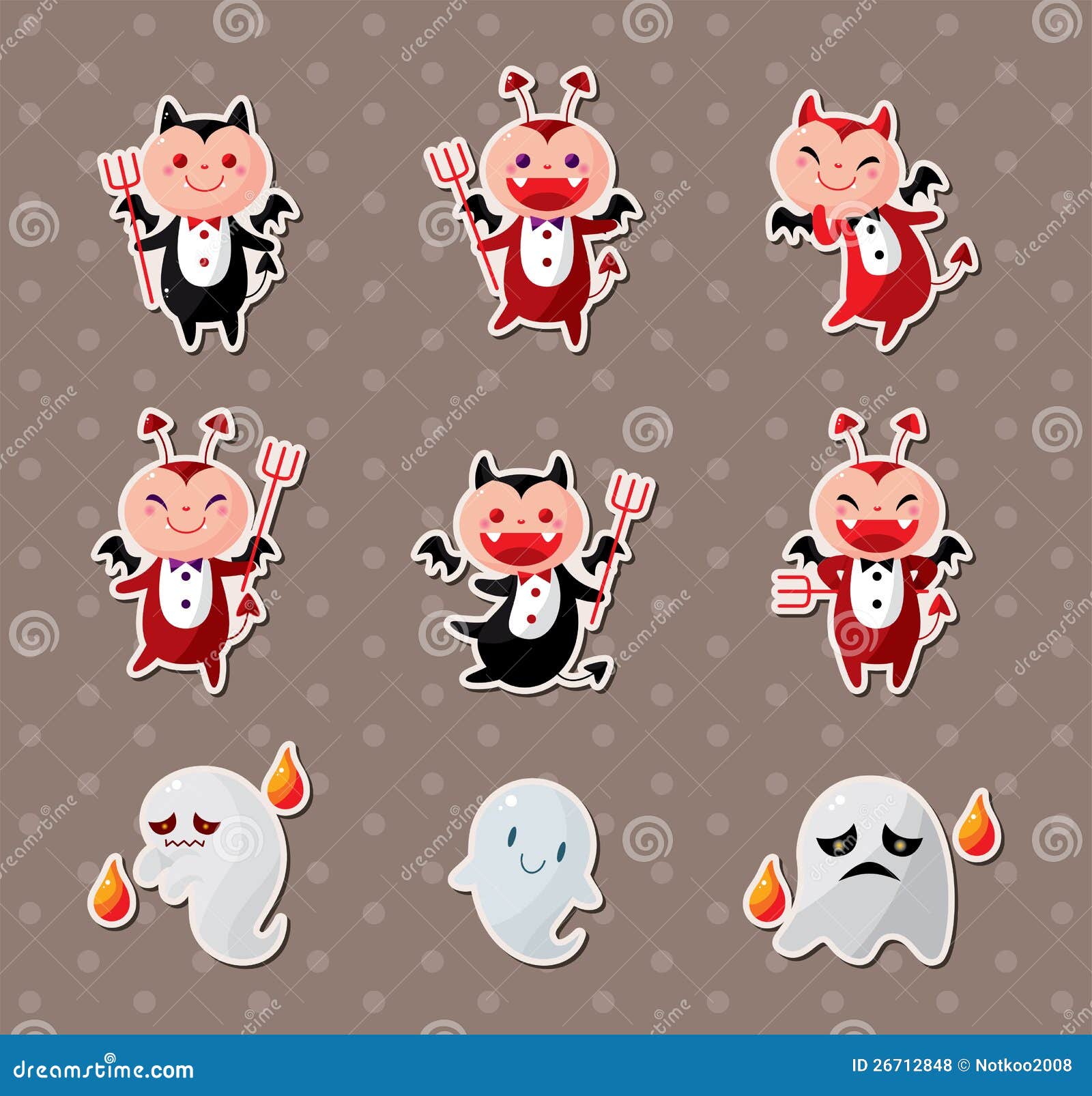 Ghost and devil stickers stock vector. Illustration of dead - 26712848