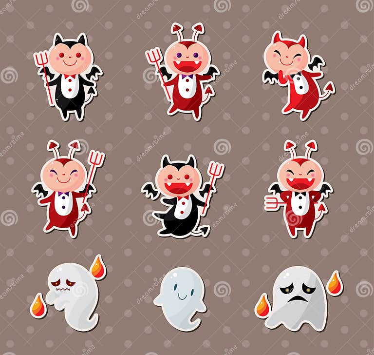 Ghost and devil stickers stock vector. Illustration of dead - 26712848