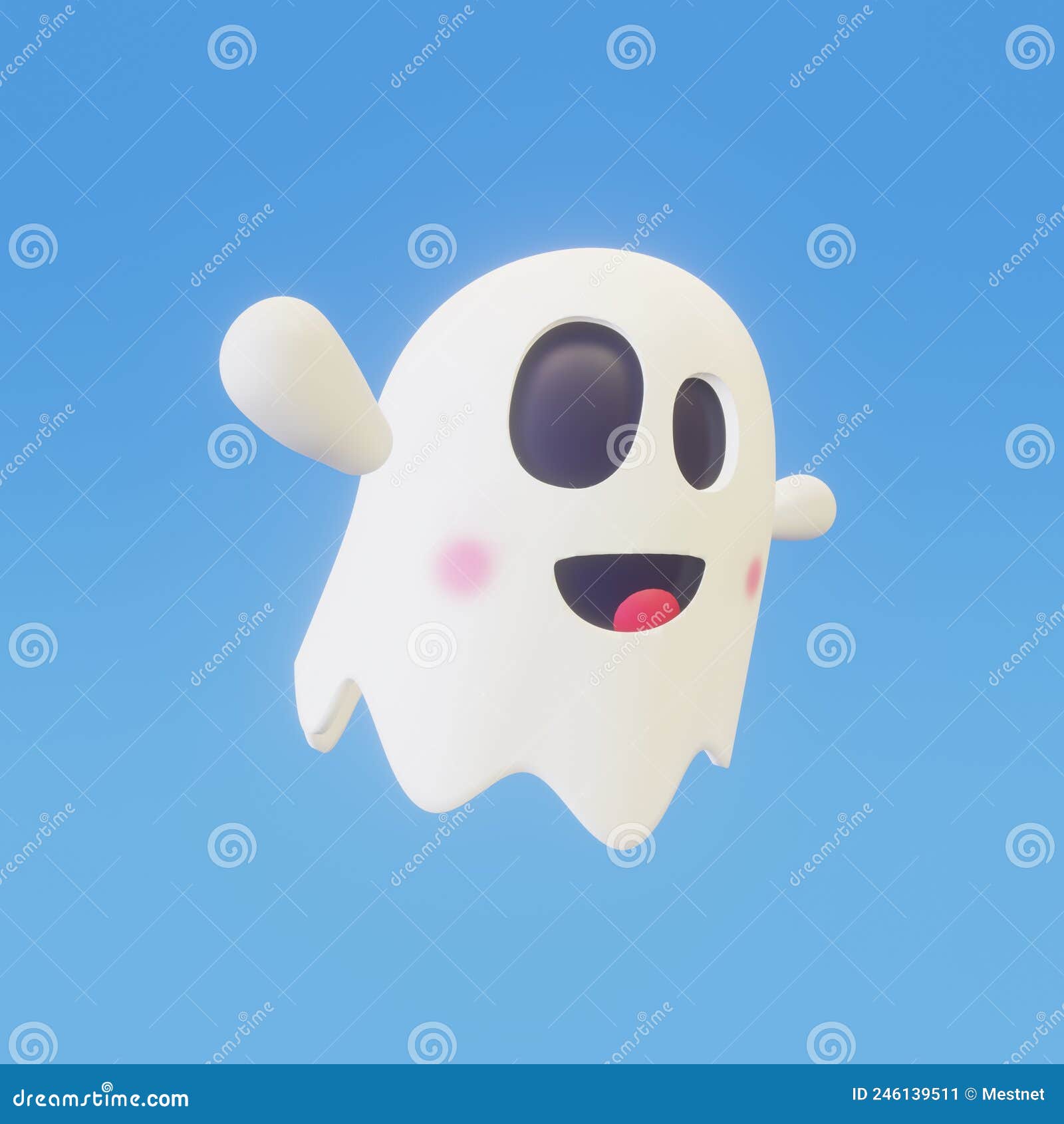 Ghost Emoticon Render. Cute Emoji Render Stock Illustration ...