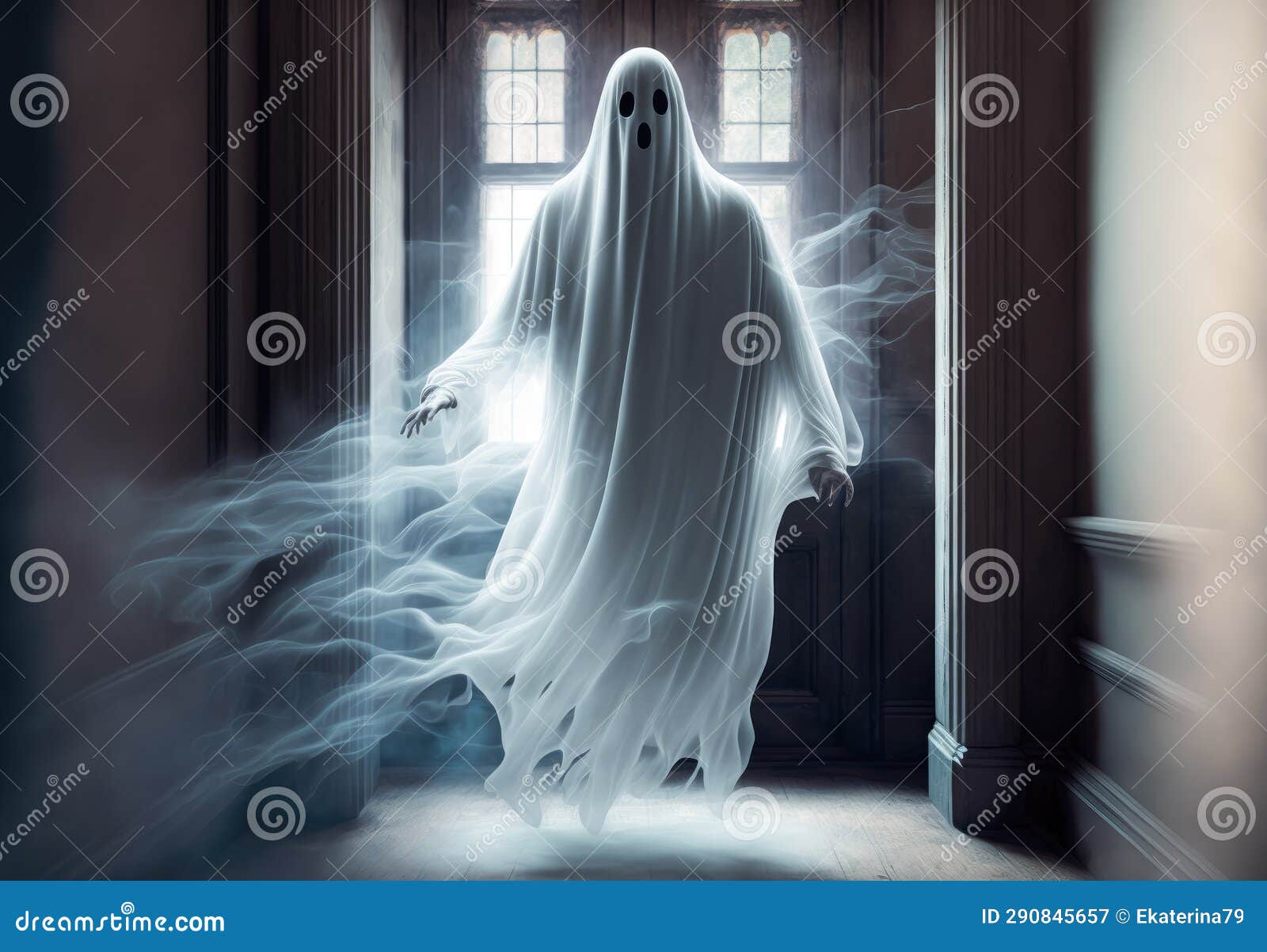 Ghost Flying in the House. Created with Generative AI Stock ...