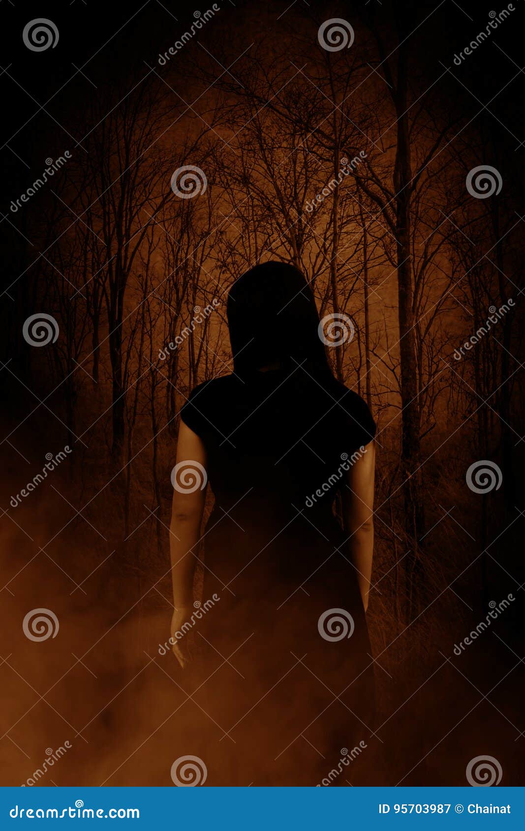 Ghost in the forest stock image. Image of horror, woods - 95703987