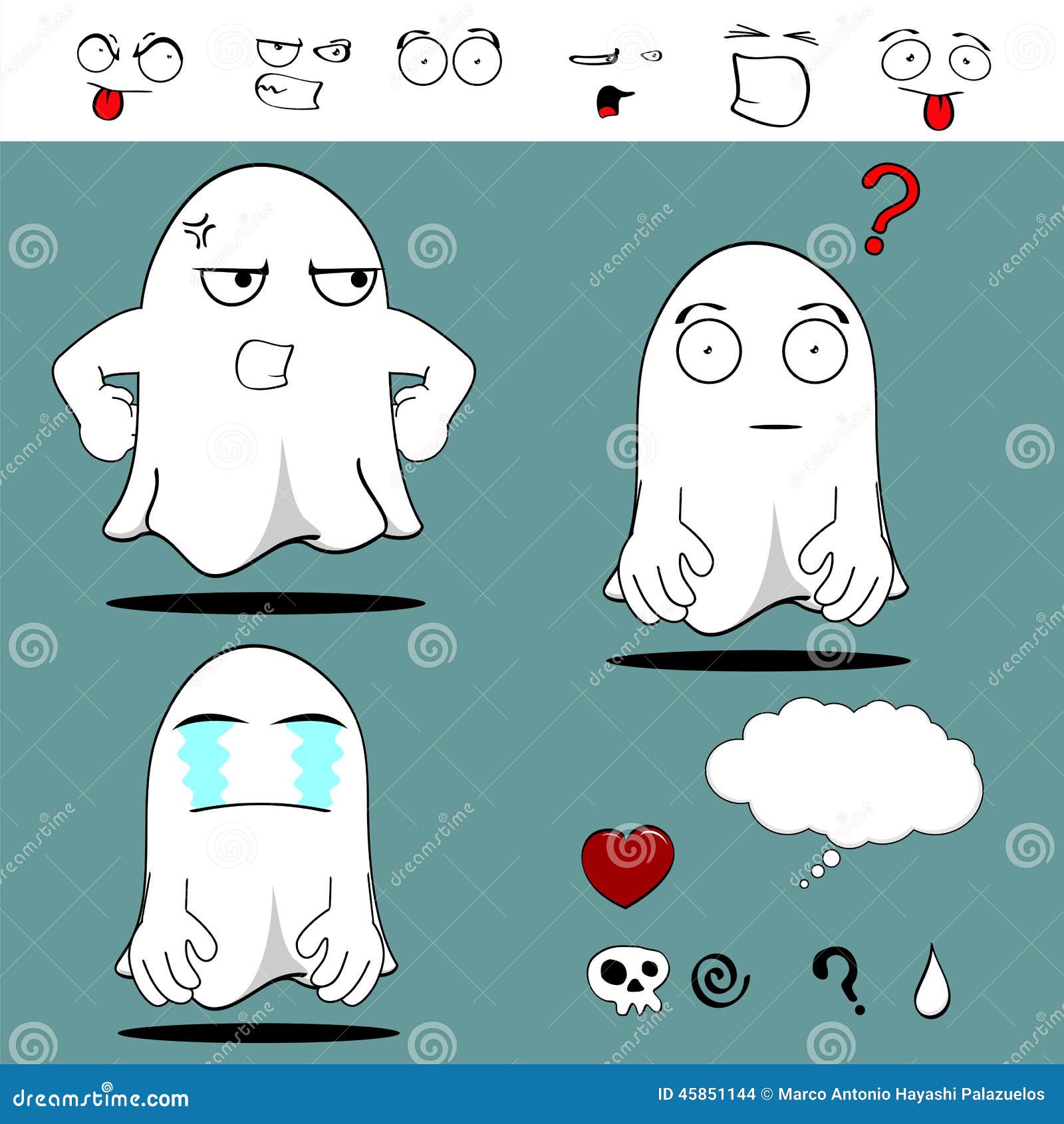 Ghost funny cartoon set7 stock vector. Illustration of pack - 45851144