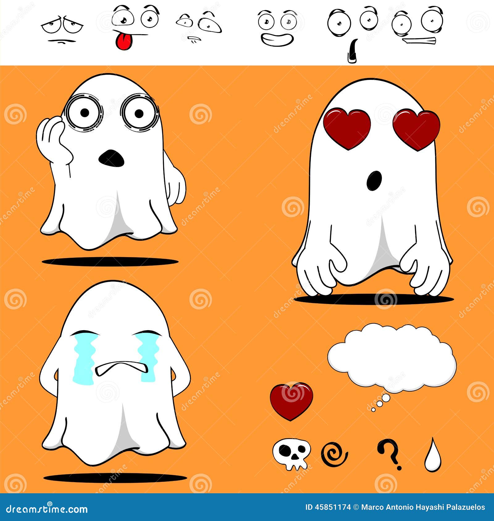 Ghost funny cartoon set9 stock vector. Illustration of humor - 45851174