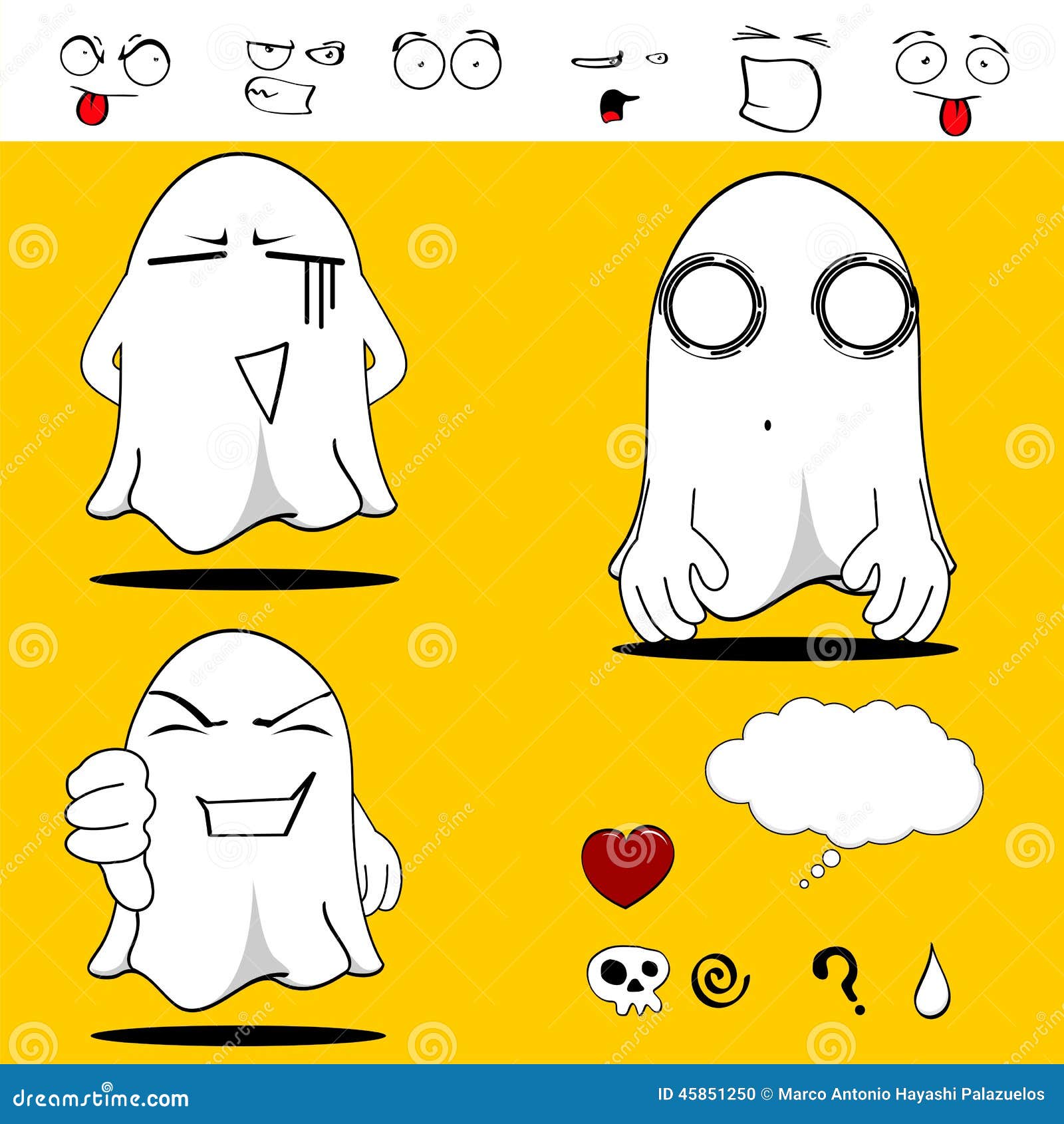 Ghost funny cartoon set3 stock vector. Illustration of cartoon - 45851250