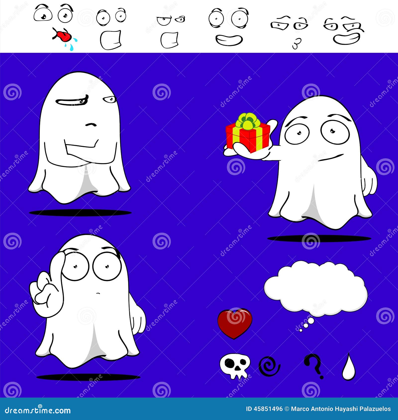 Ghost funny cartoon set5 stock vector. Illustration of abstract - 45851496