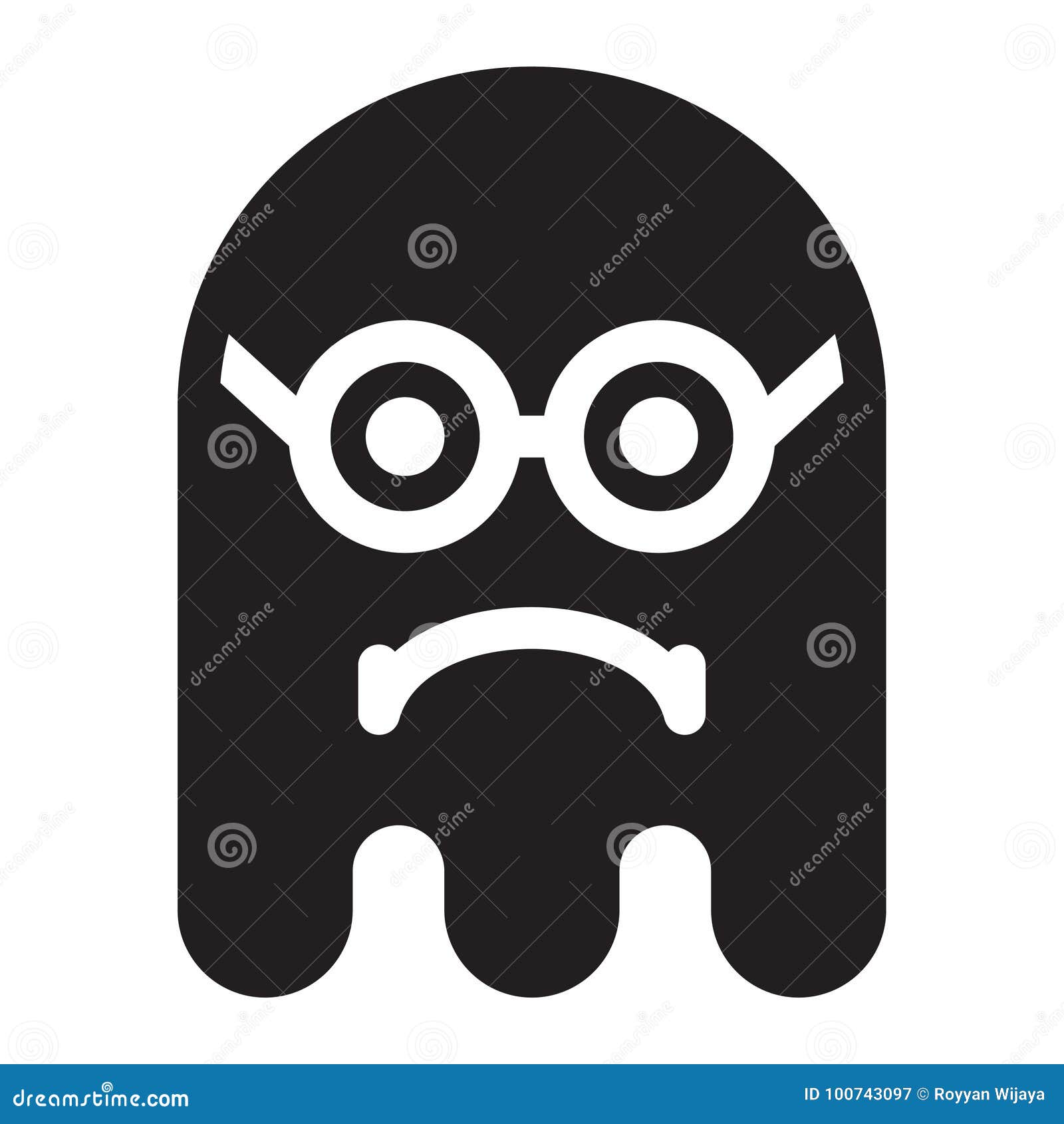 Ghost Geek Smart Glasses Sad Teeth Face Stock Vector - Illustration of ...