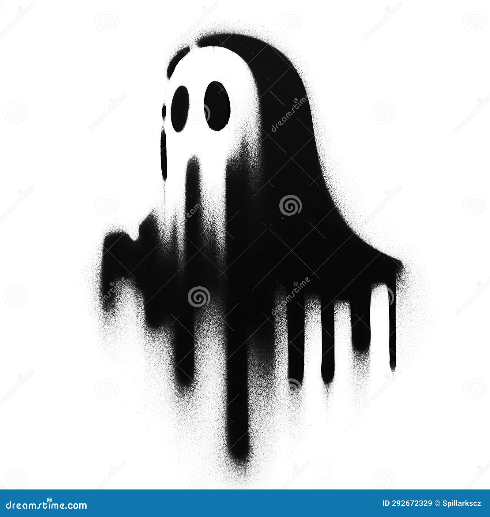 Ghost Graffiti Stencil-art Sprayed in Black Over White Stock ...