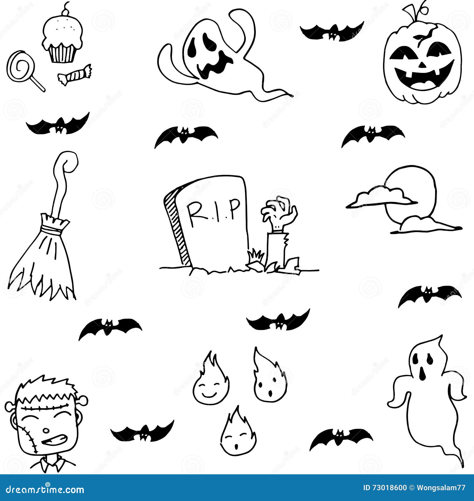 Ghost Halloween in Doodle Hand Draw Stock Vector - Illustration of ...