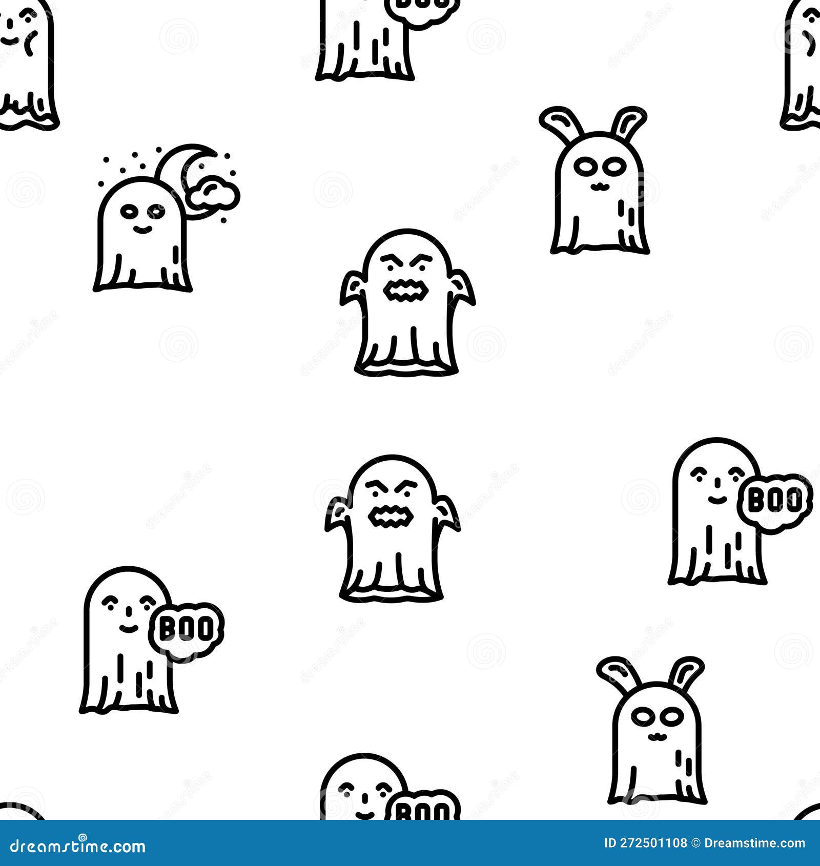 Ghost Halloween Scary Spooky Vector Seamless Pattern Stock Vector ...