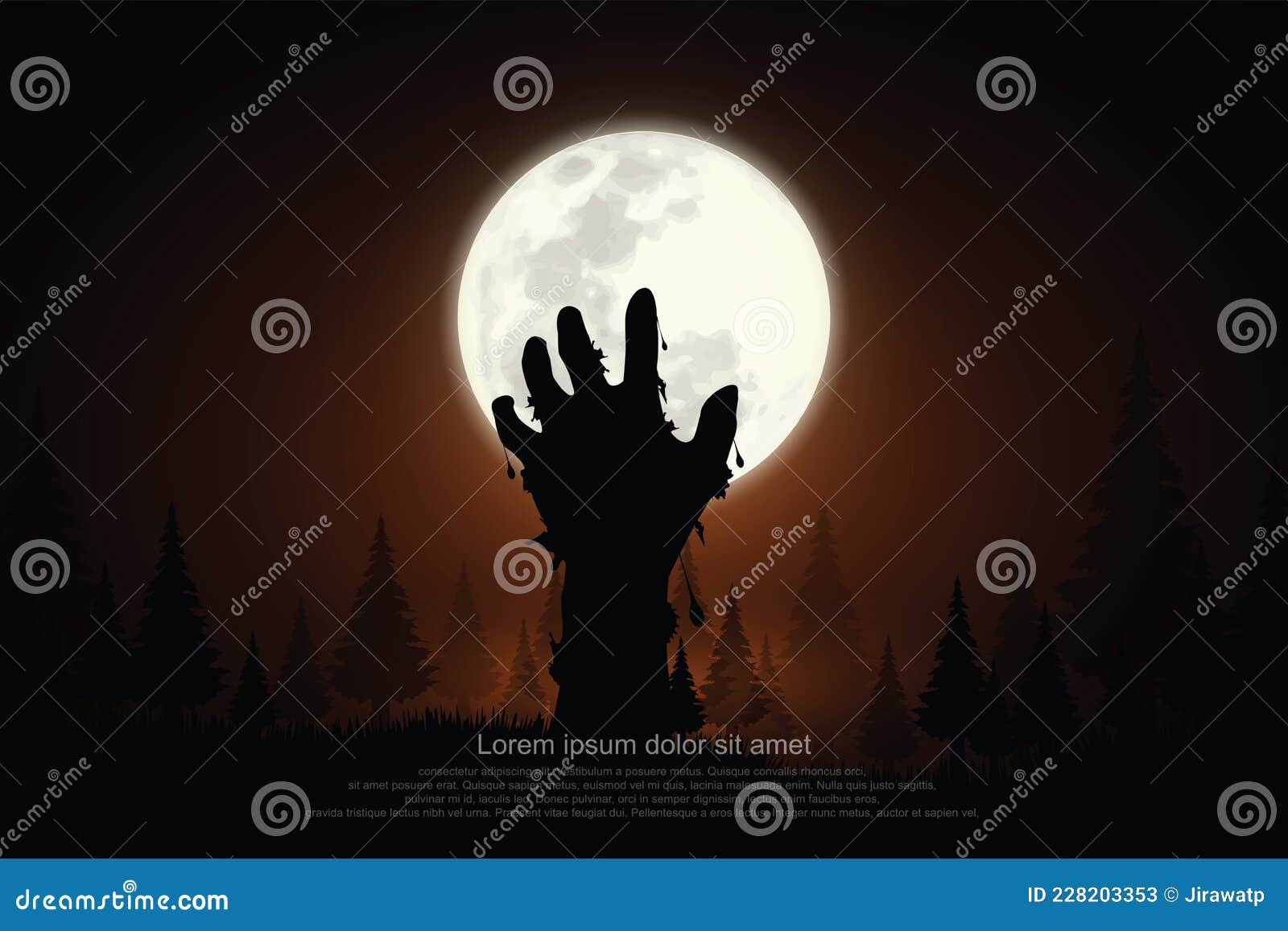 Ghost Hand Appeared on the Full Moon Night. Stock Vector - Illustration ...