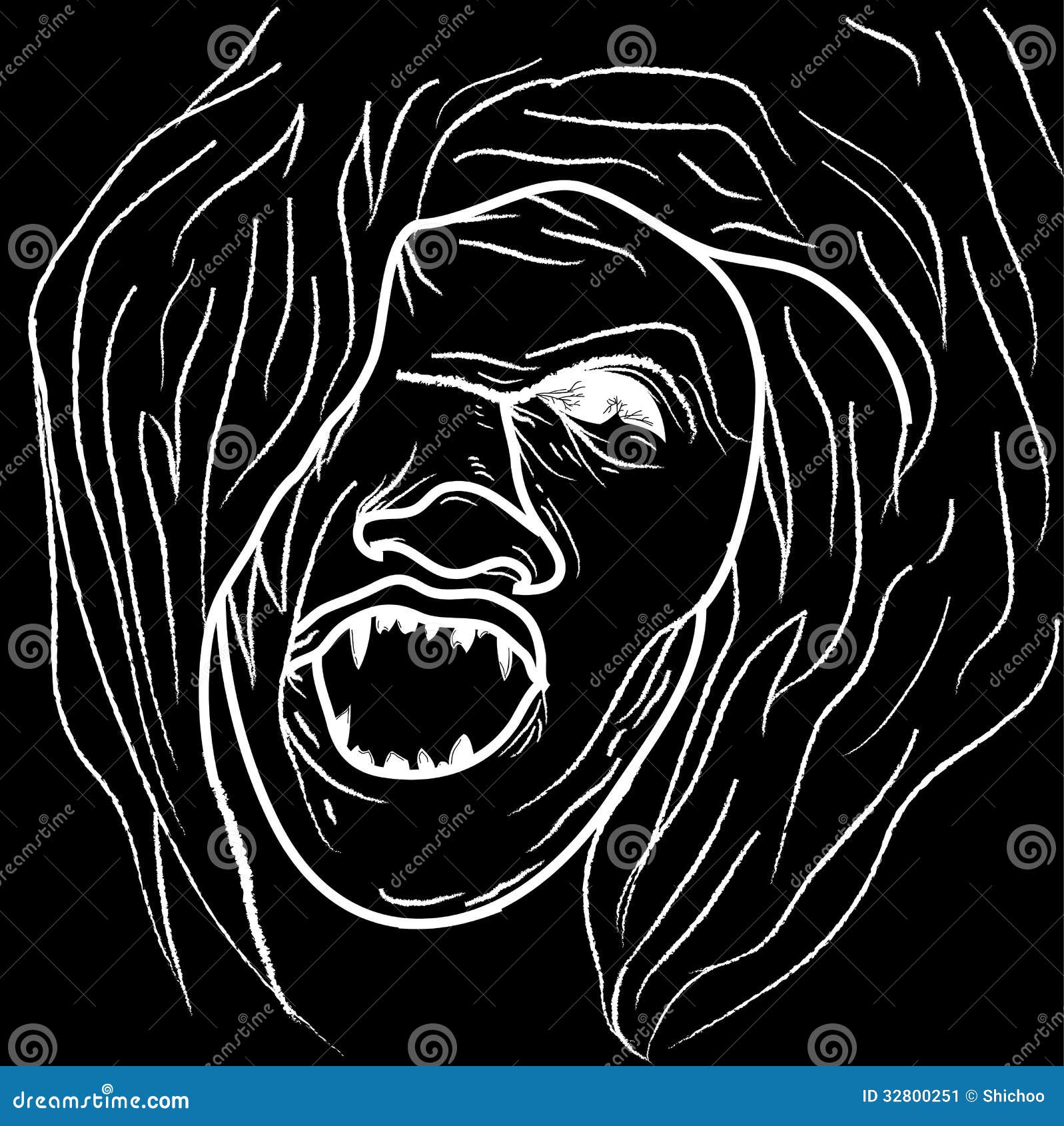 Ghost head stock vector. Illustration of retro, border - 32800251