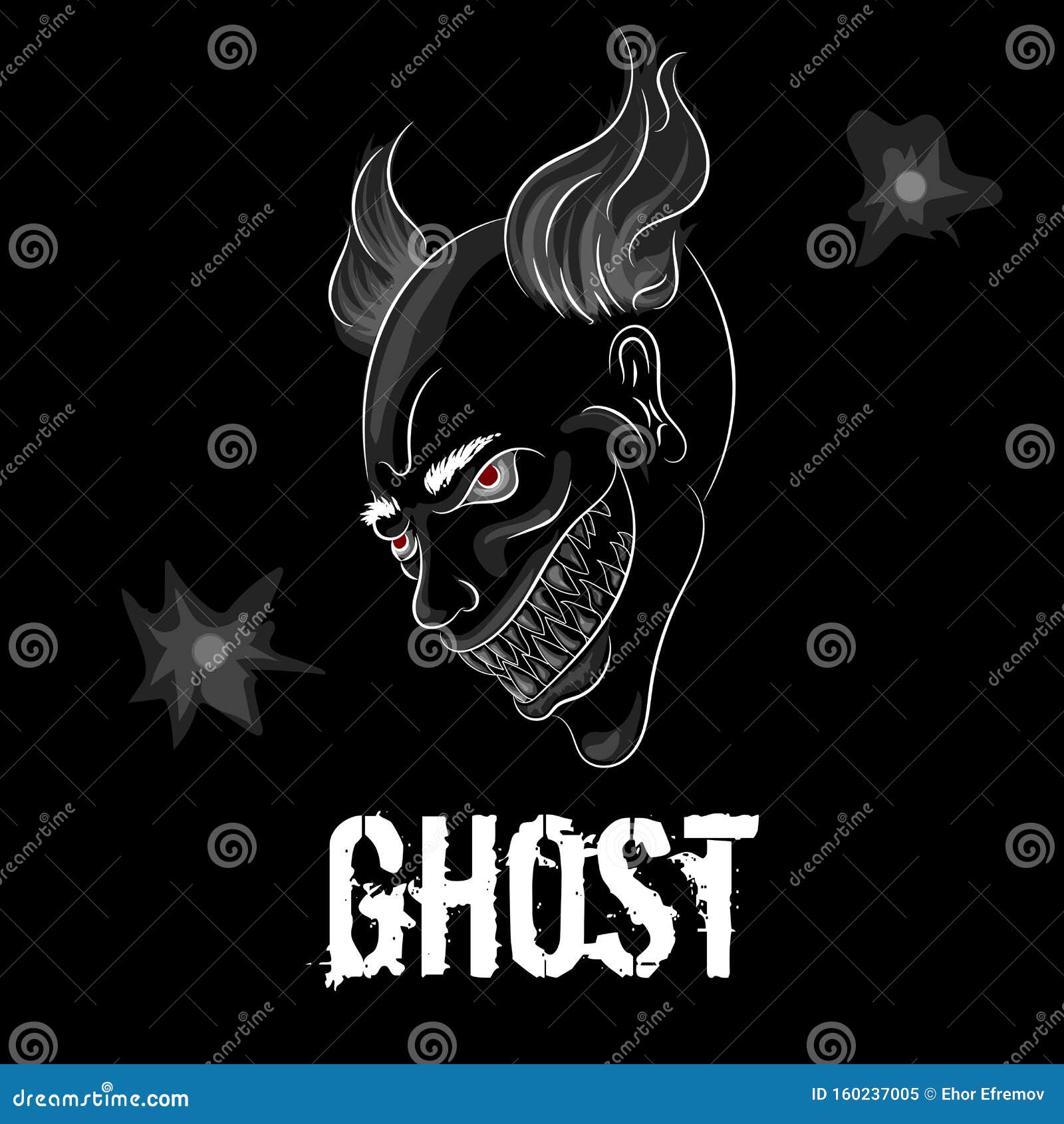 Ghost Head with Grin in Vector, Cartoon Style Stock Vector ...