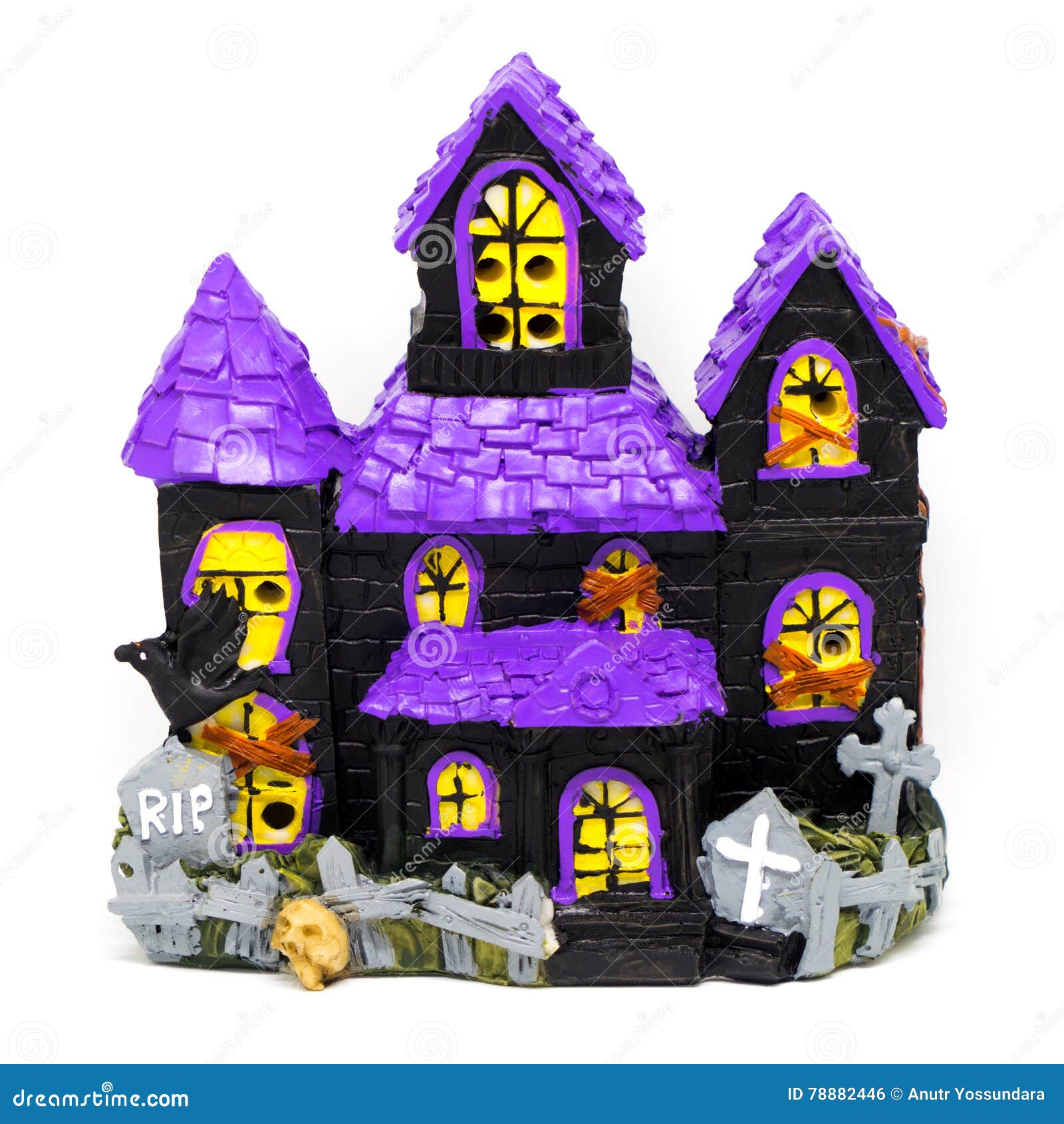 Ghost House Graveyard Halloween Toy Isolated Stock Photo - Image of ...