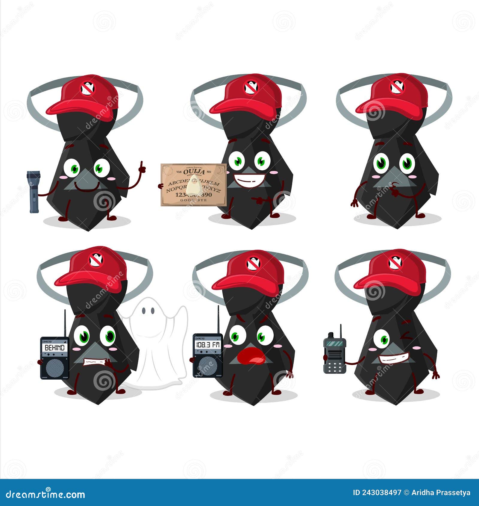 Ghost Hunter Cartoon Black Tie Character Using Camera Stock Vector ...