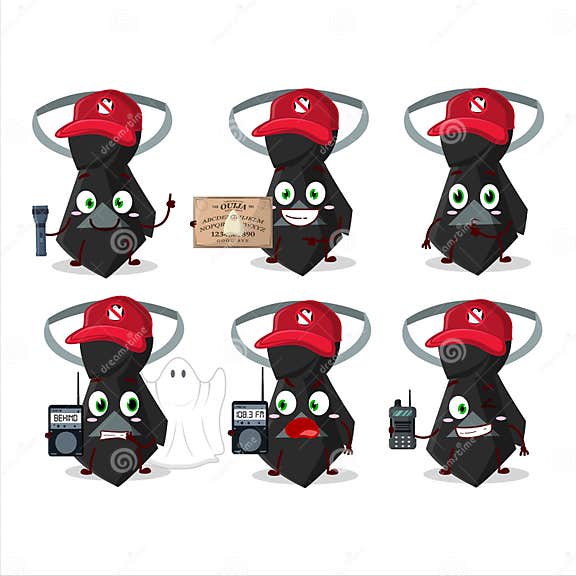 Ghost Hunter Cartoon Black Tie Character Using Camera Stock Vector ...