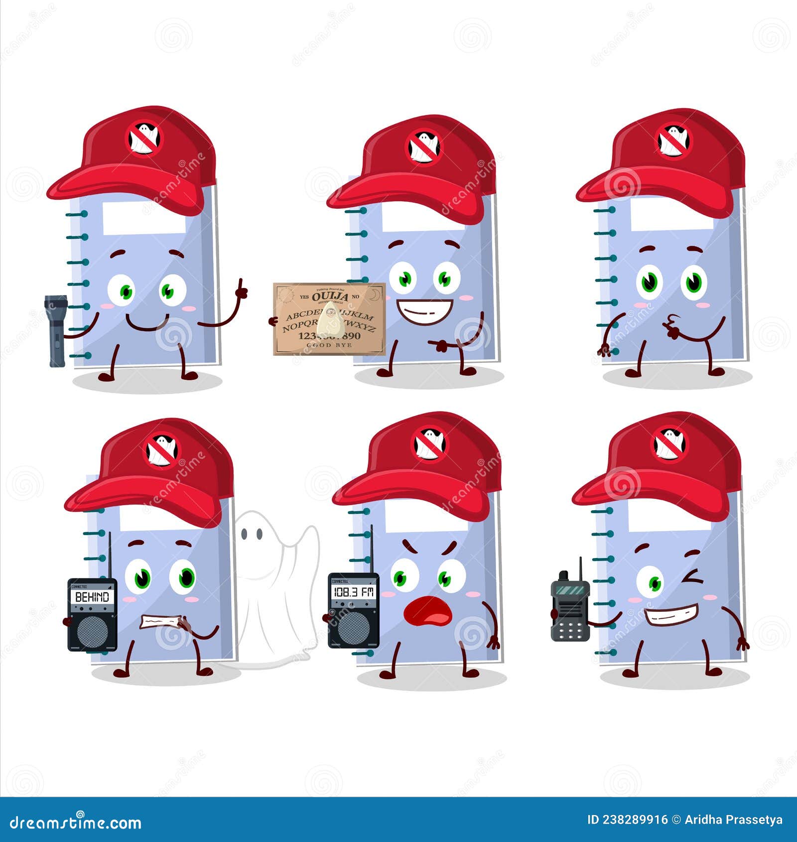 Ghost Hunter Cartoon Blue Book Character Using Camera Stock Vector ...