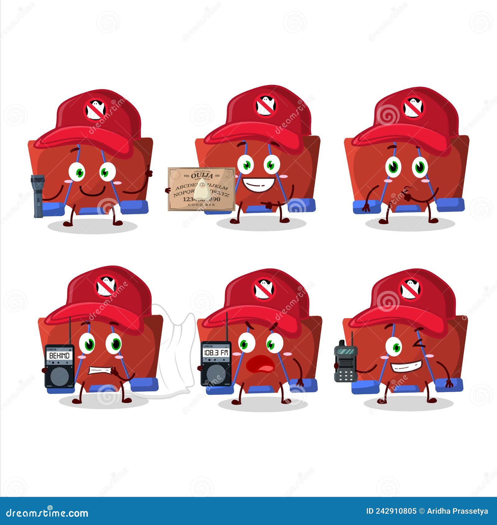 Ghost Hunter Cartoon Red Binder Clip Character Using Camera Stock ...