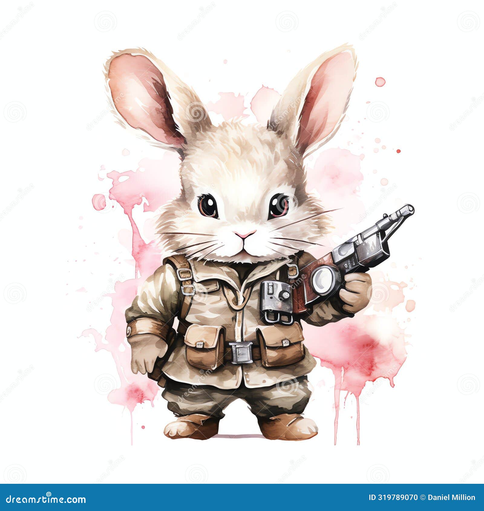 Ghost Hunter Cute Bunny with Ghostbusters Gear Pink Cute Bunny ...