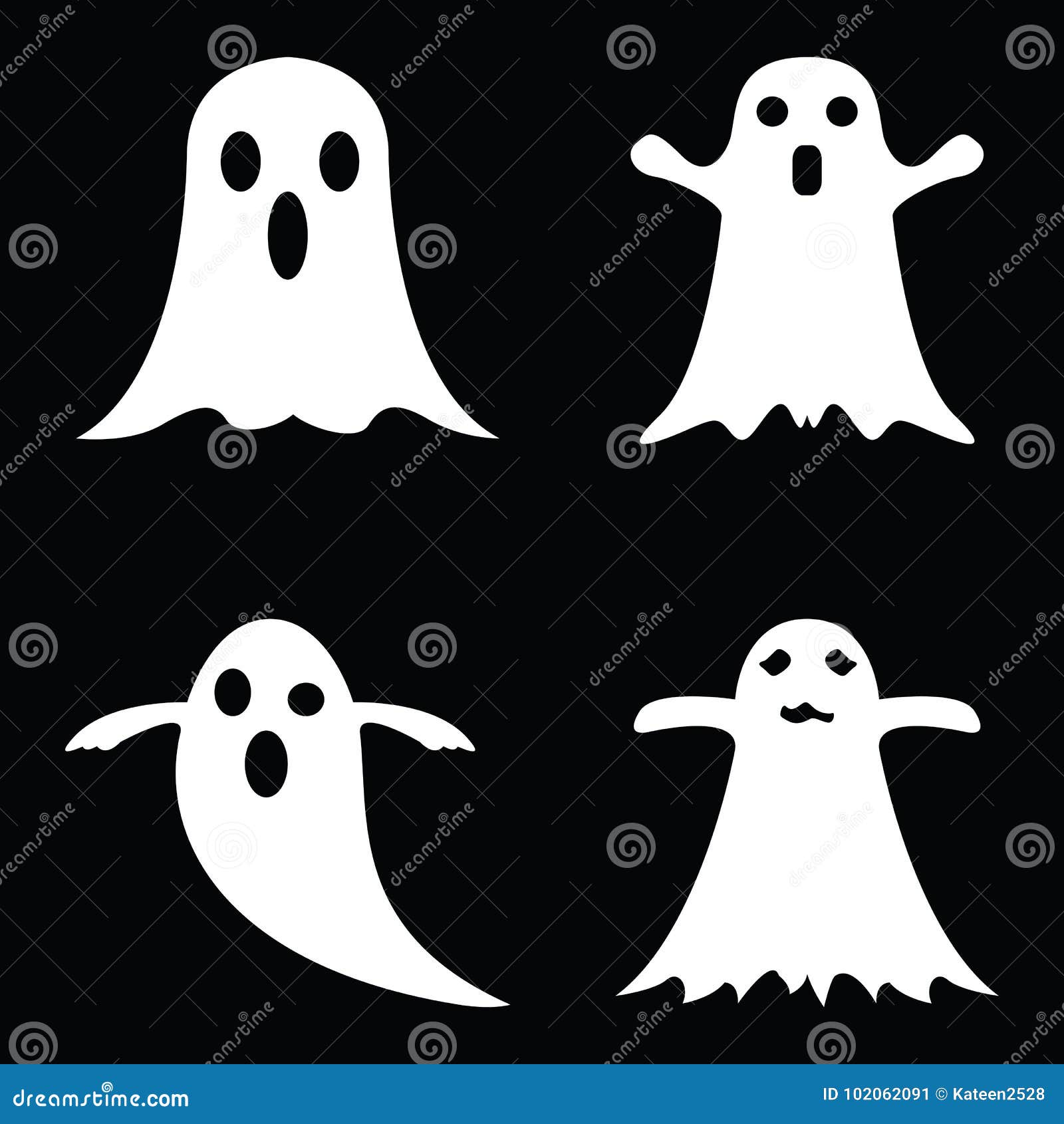 Ghost icon set stock vector. Illustration of evil, black - 102062091