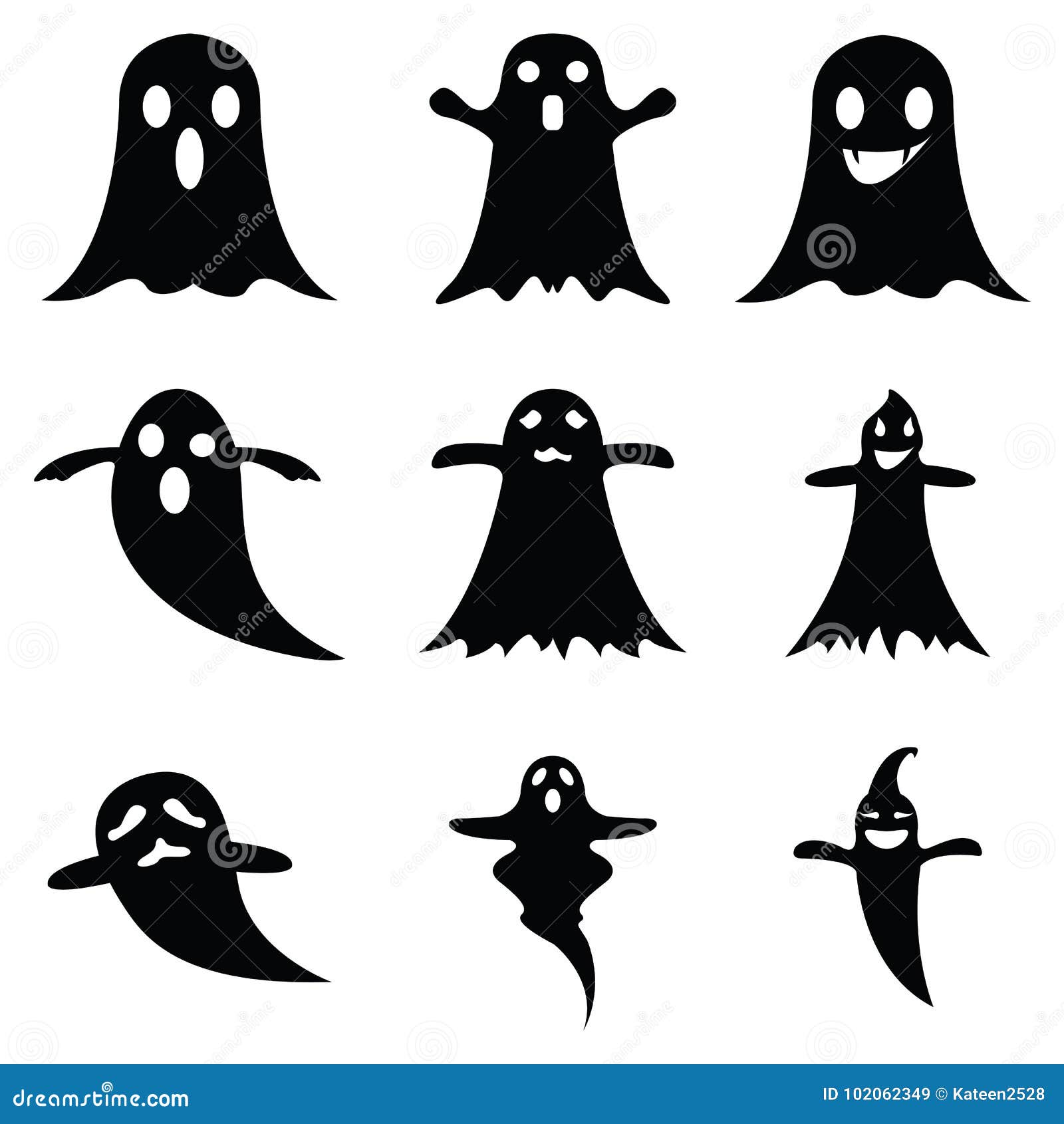 Ghost icon set stock vector. Illustration of character - 102062349