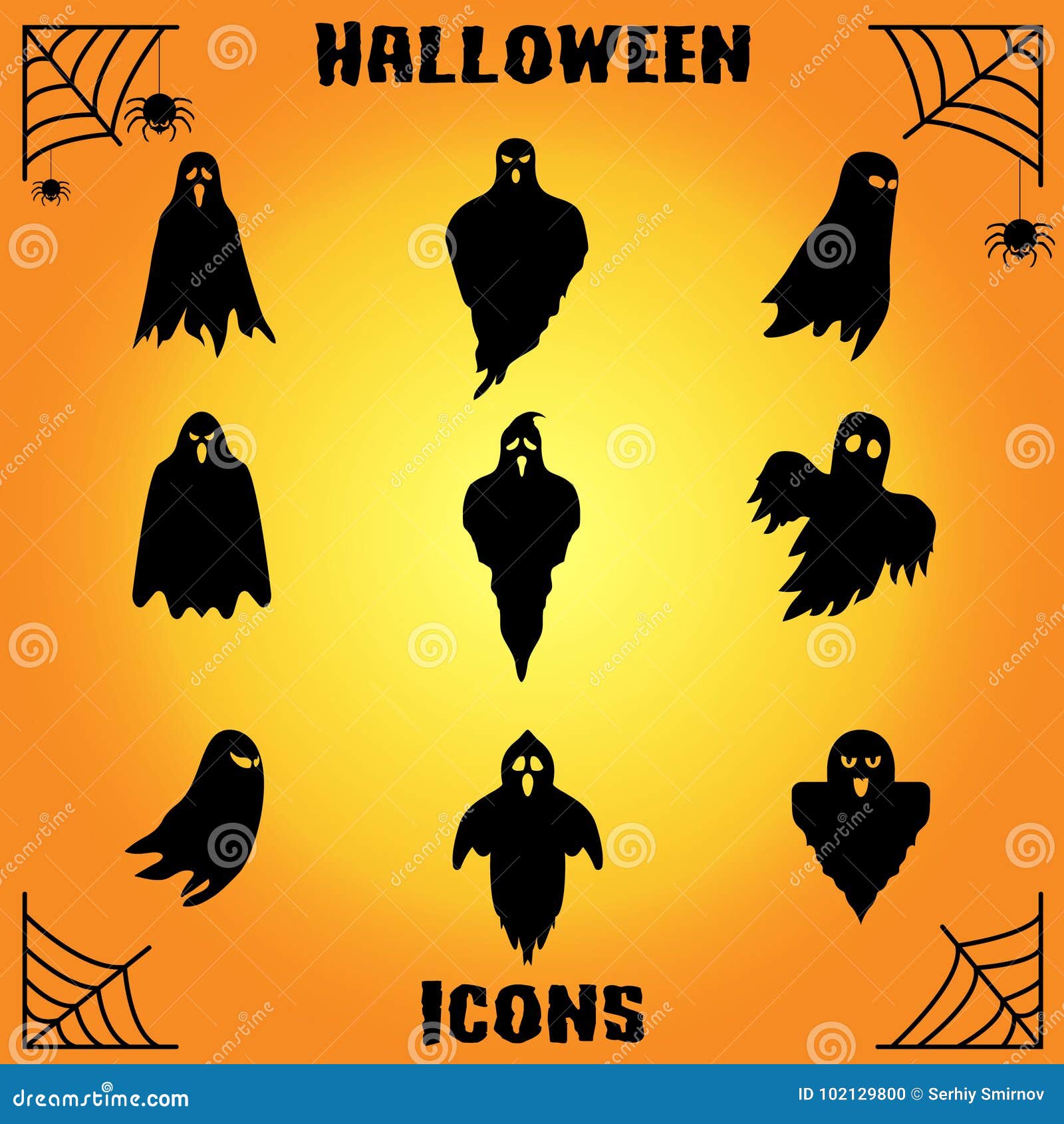 Ghost icons stock vector. Illustration of angry, isolated - 102129800