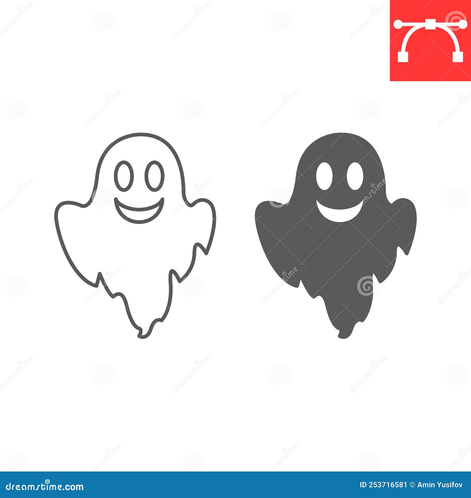 Ghost line and glyph icon stock vector. Illustration of cute - 253716581