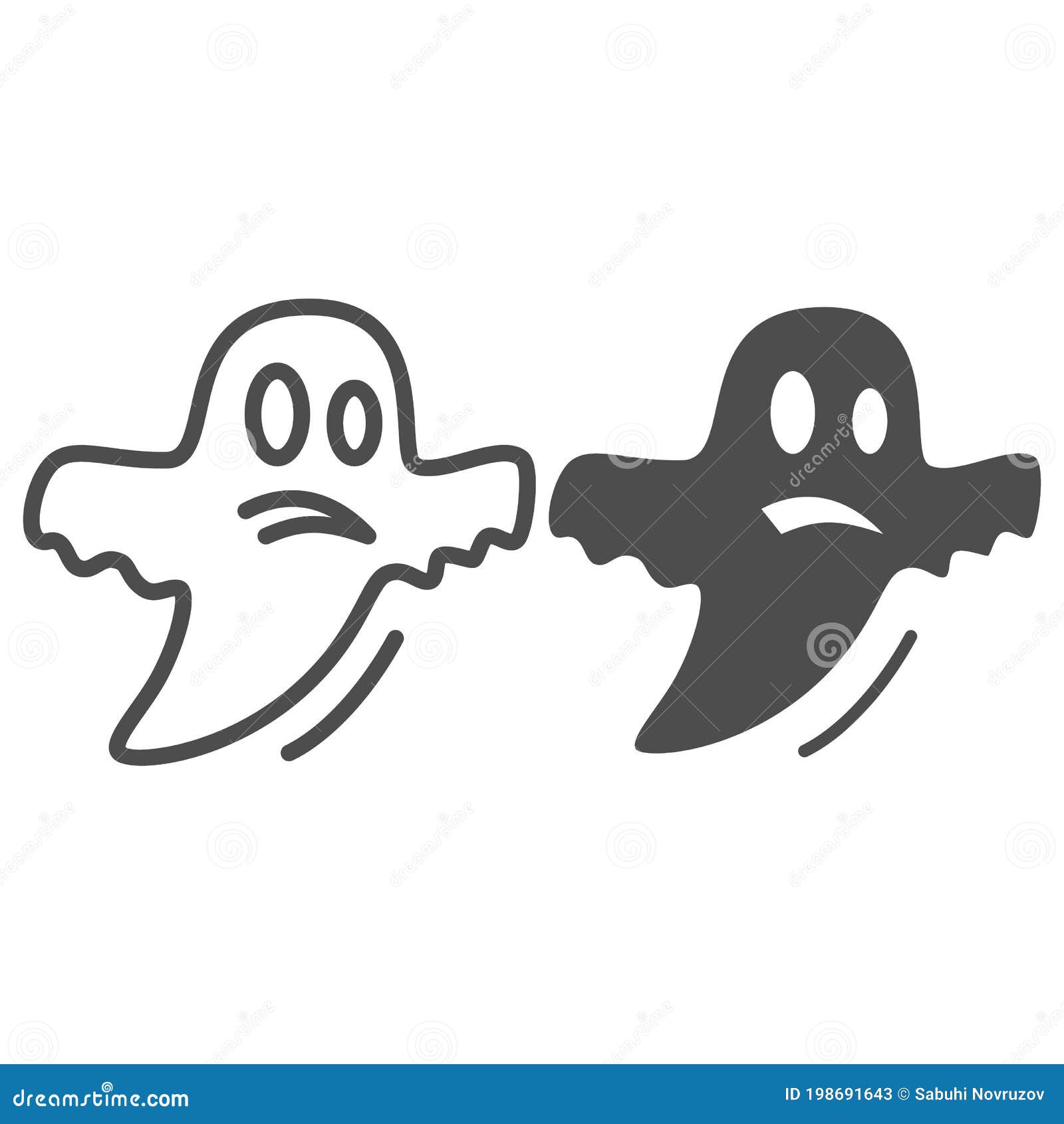 Ghost Line And Solid Icon, Halloween Concept, Halloween Specter Sign On ...