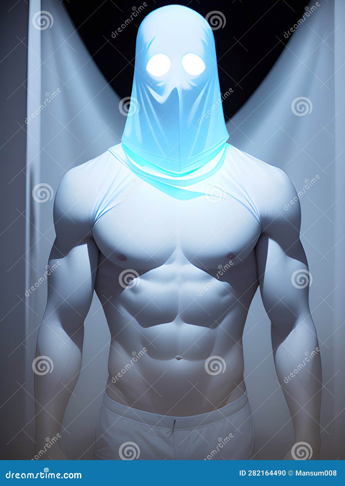 Ghost Man in the Dark Room, Ai Generated Stock Illustration ...