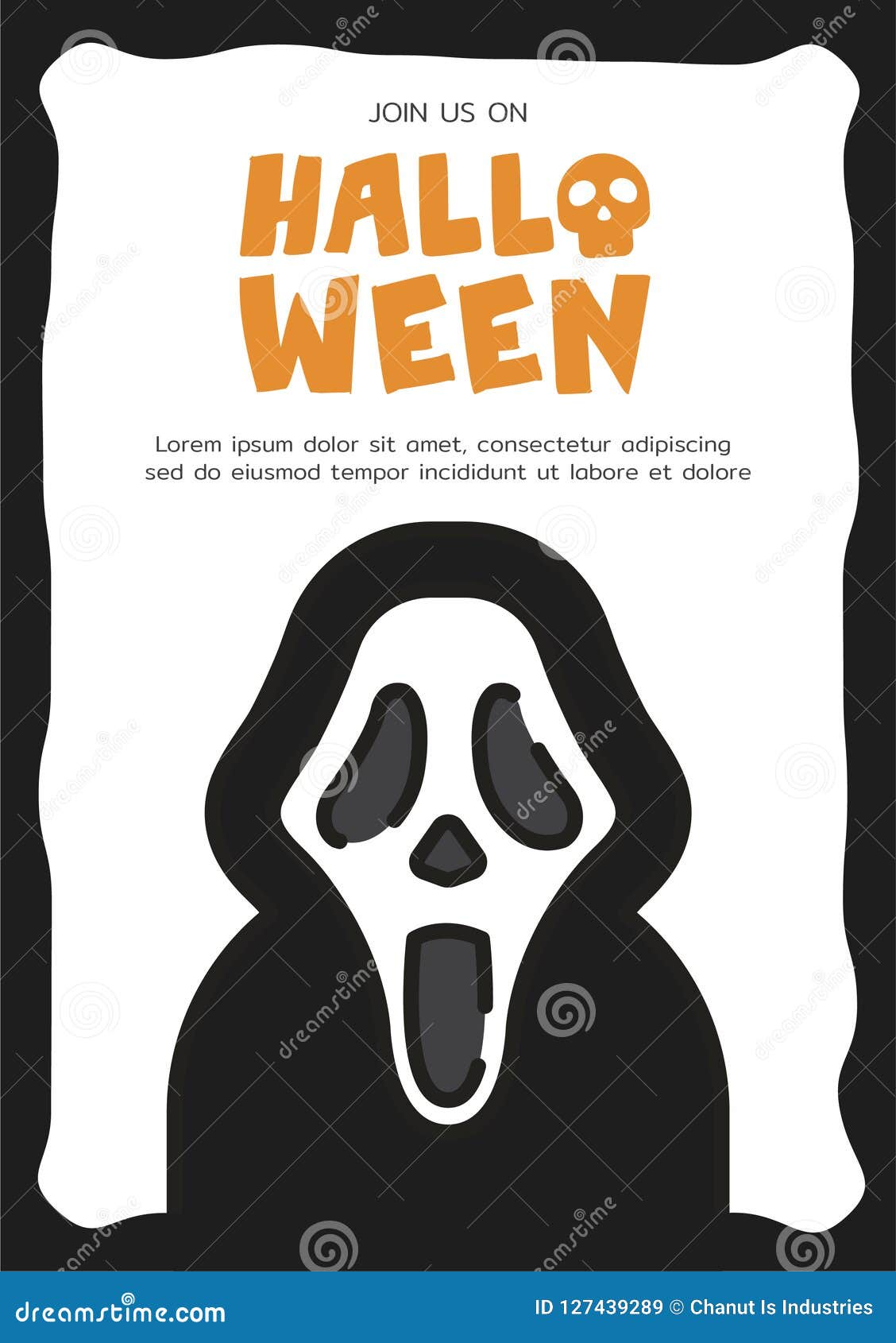 Ghost Mask Invitation Card Template Stock Vector - Illustration of ...