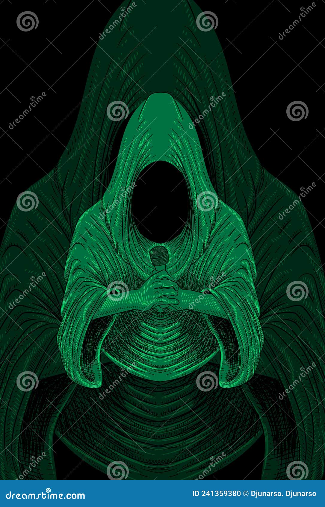 Ghost with Microphone Artwork Illustration Stock Vector - Illustration ...