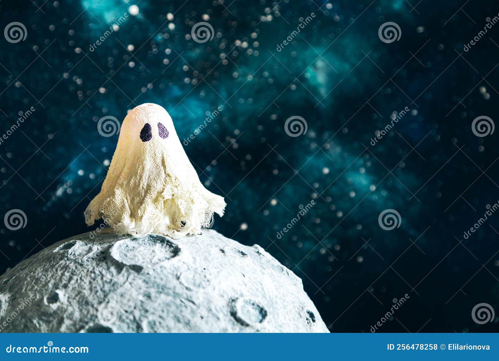 Ghost on the Moon Against the Backdrop of the Night Starry Sky Stock ...
