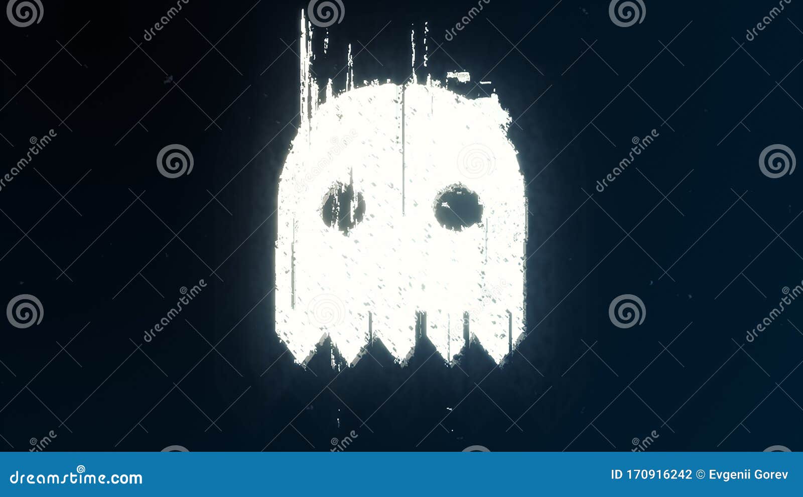 Ghost Pacman Glitched Icon. Distorted Artifacts Casper Halloween Symbol ...