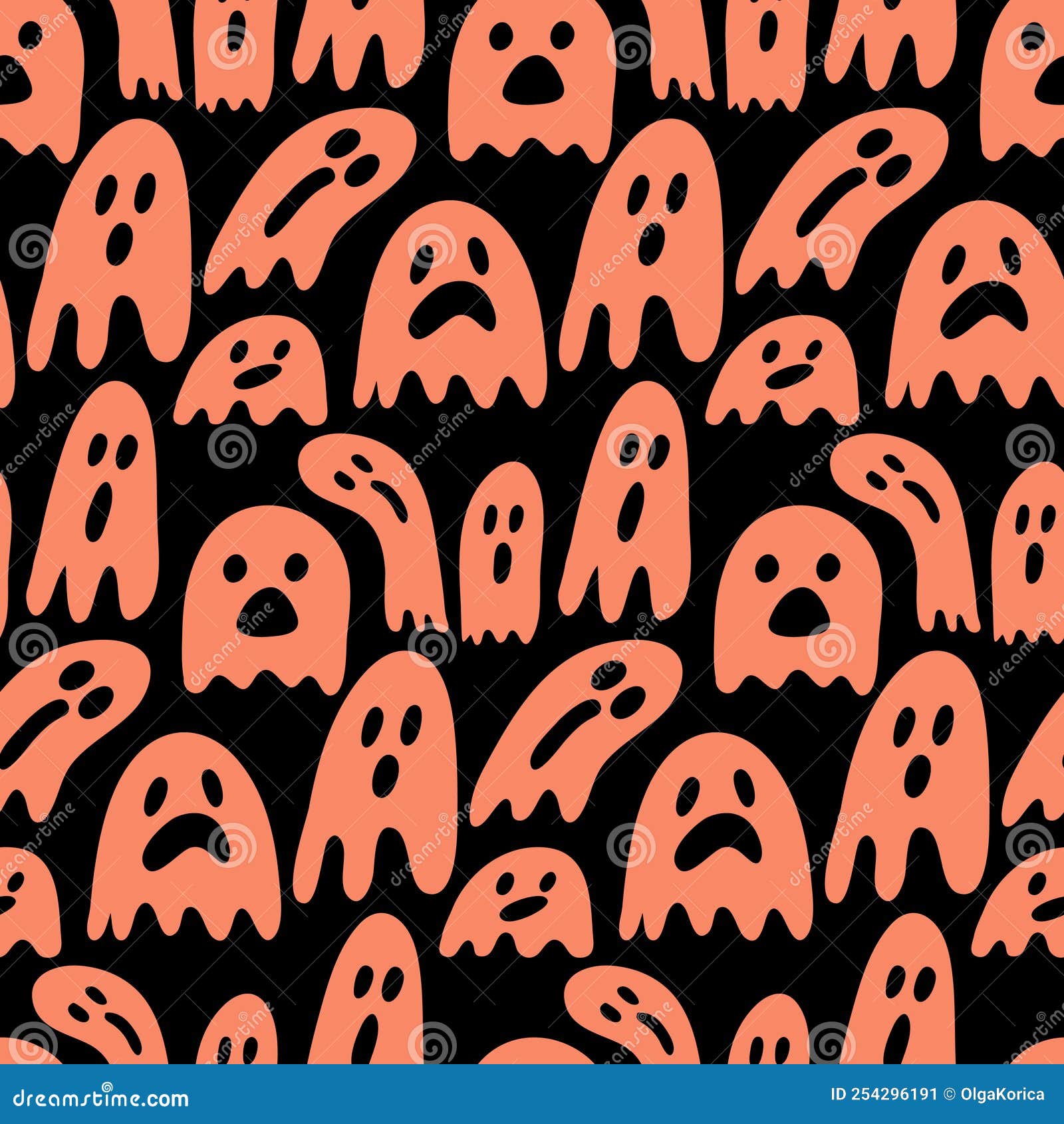 Ghost Phantom Seamless Pattern Dark Background Wallpaper Color Stock ...