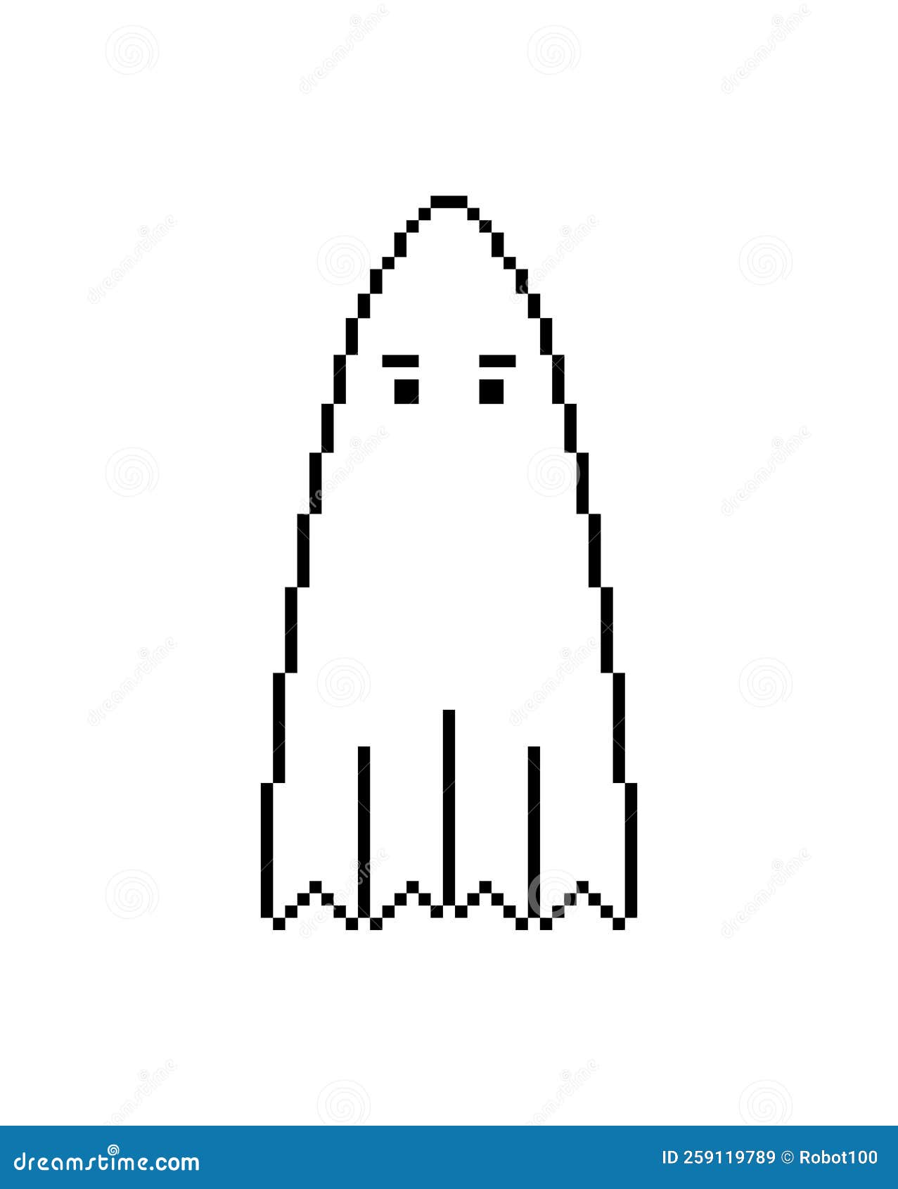 Ghost Pixel Art. Spooky Cartoon Pixelated 8 Bit. Vector Illustration ...