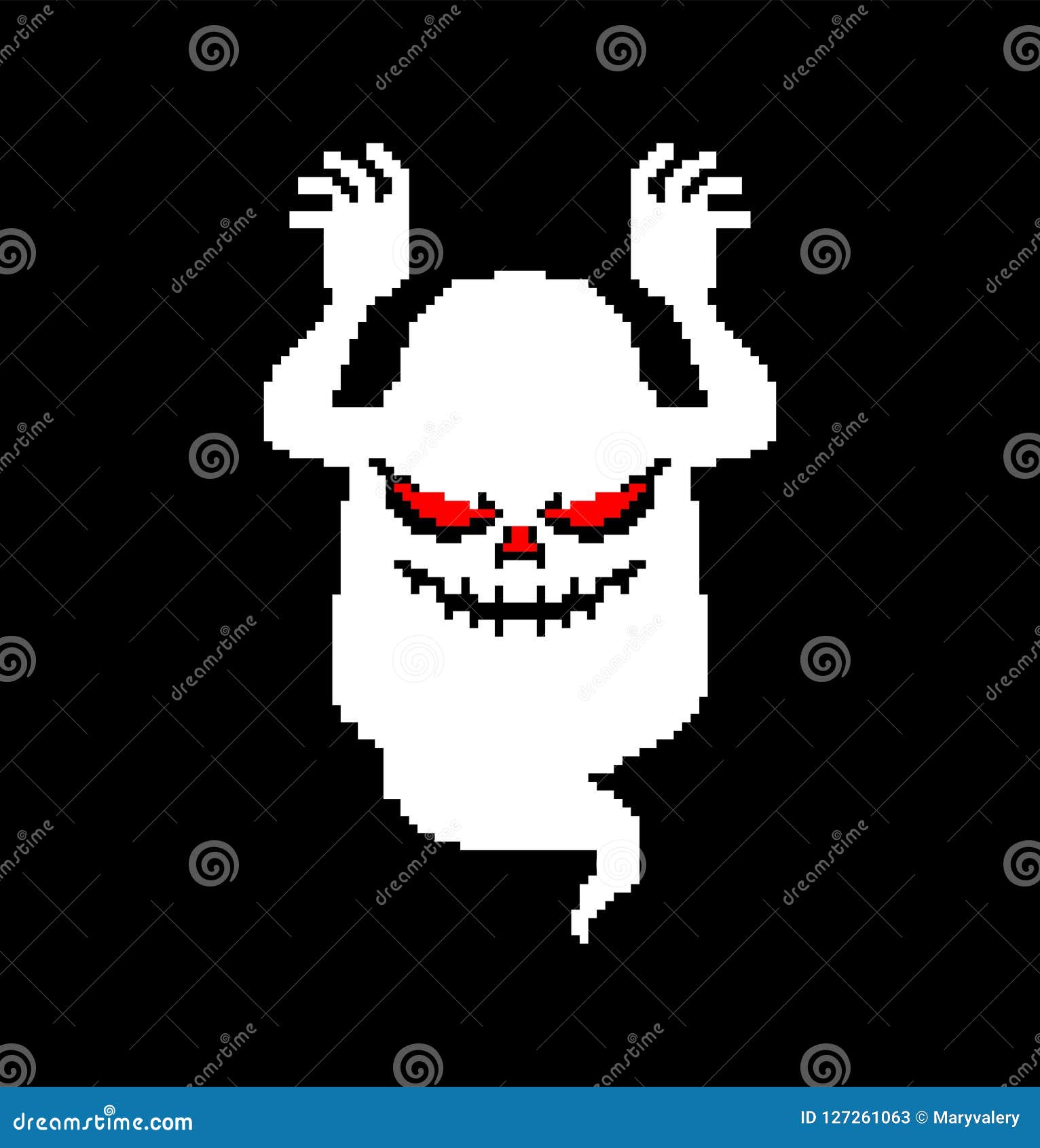 Ghost Pixel Art. Spooky Cartoon Pixelated 8 Bit. Vector Illustration ...